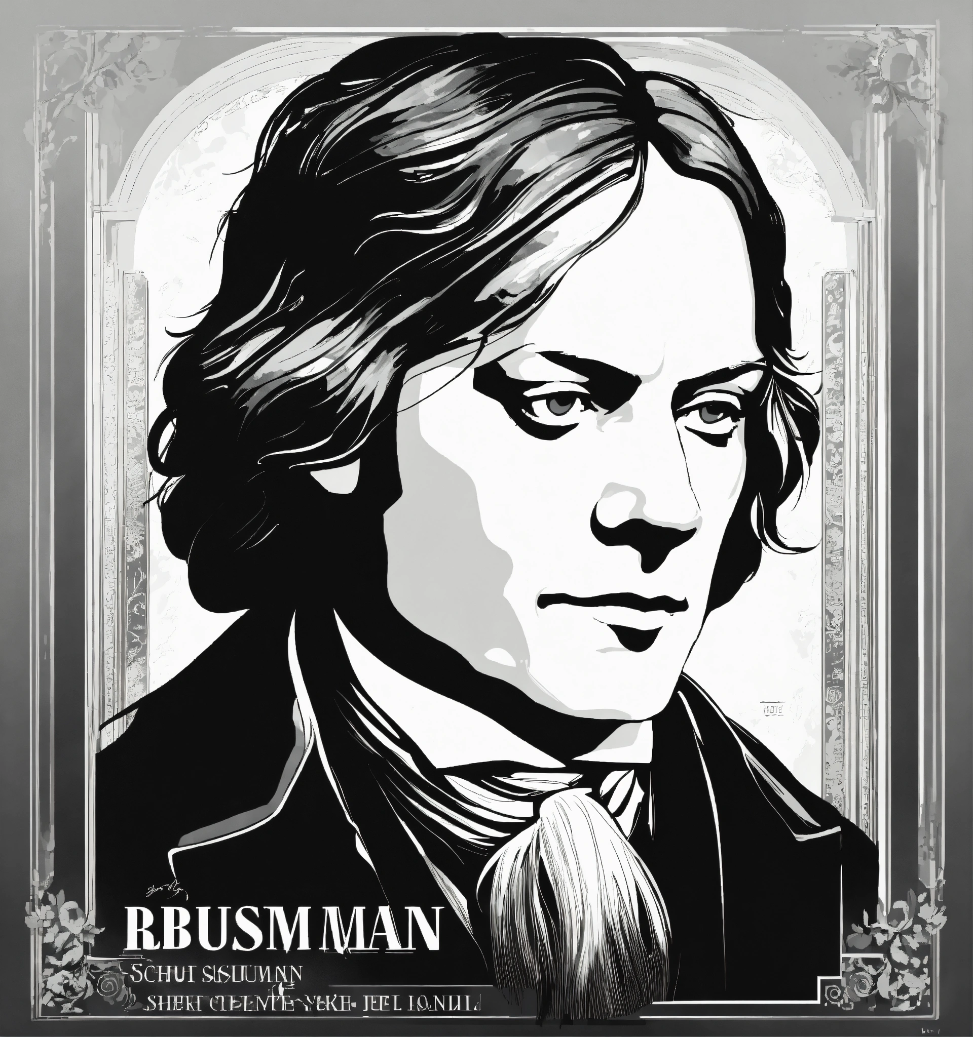 Lexica - Composer Robert Schumann in black and white style like vector ...