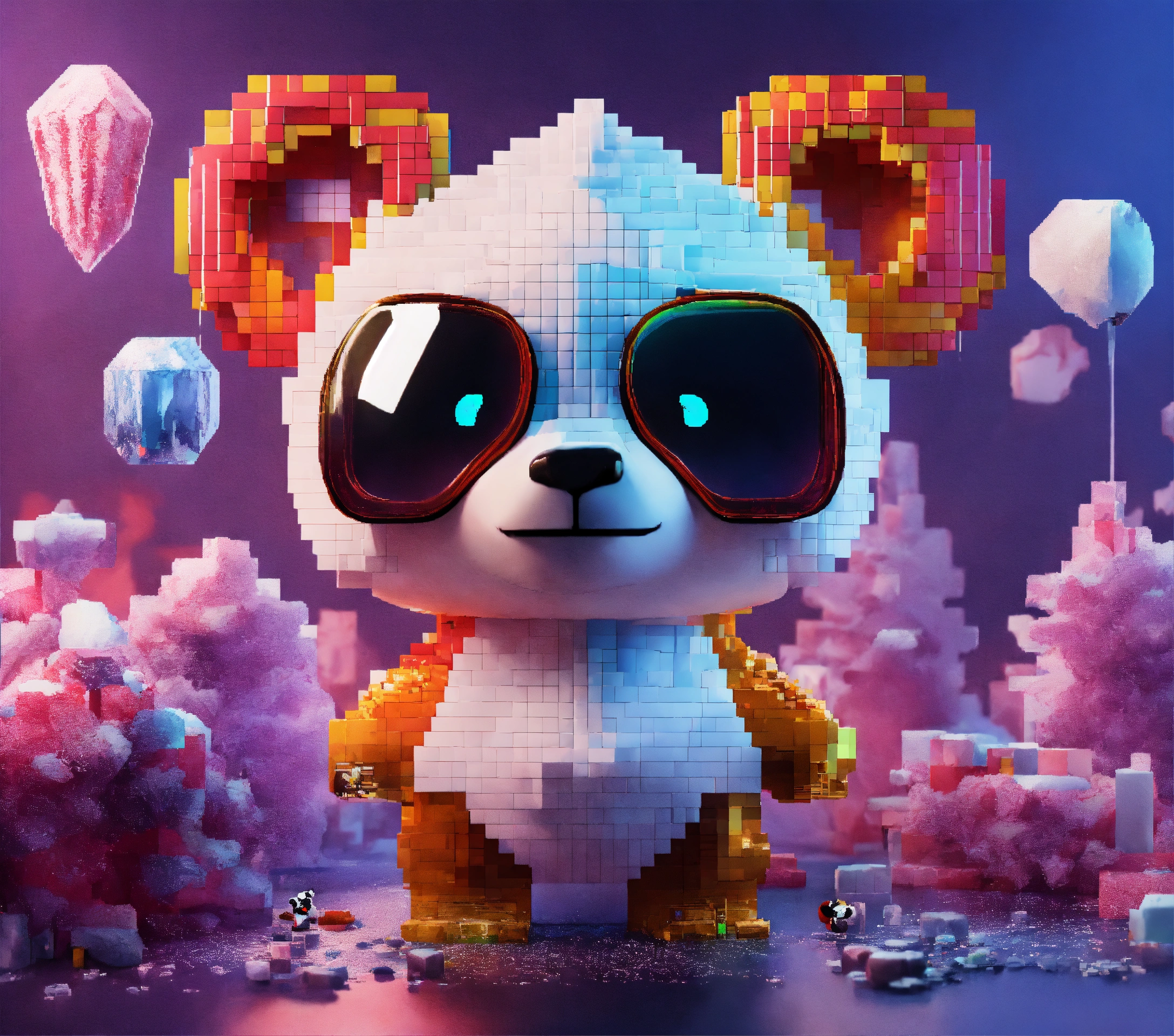 Lexica - Pixel 3D with ice panda nft