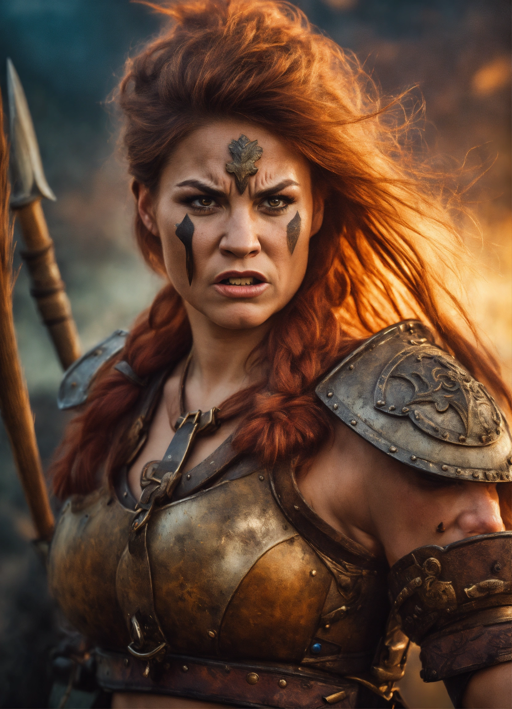Lexica - Photo quality portrait of female troll barbarian warrior with ...