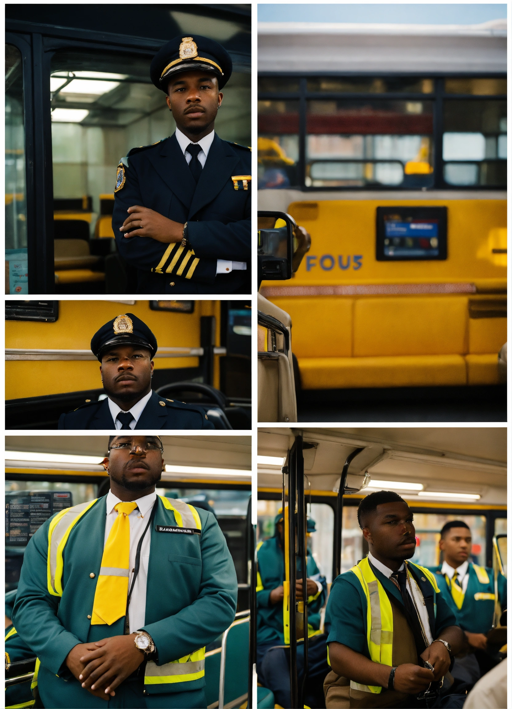Lexica - A series of photos of black black men in bus driver uniform