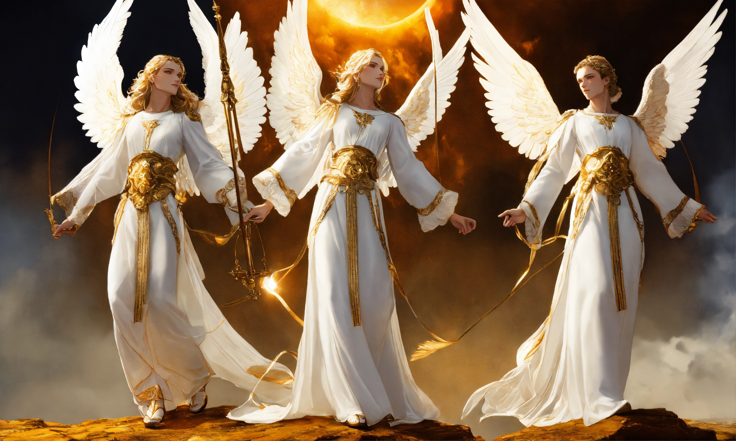 Lexica - Three archangels with beautiful wings and white clothes