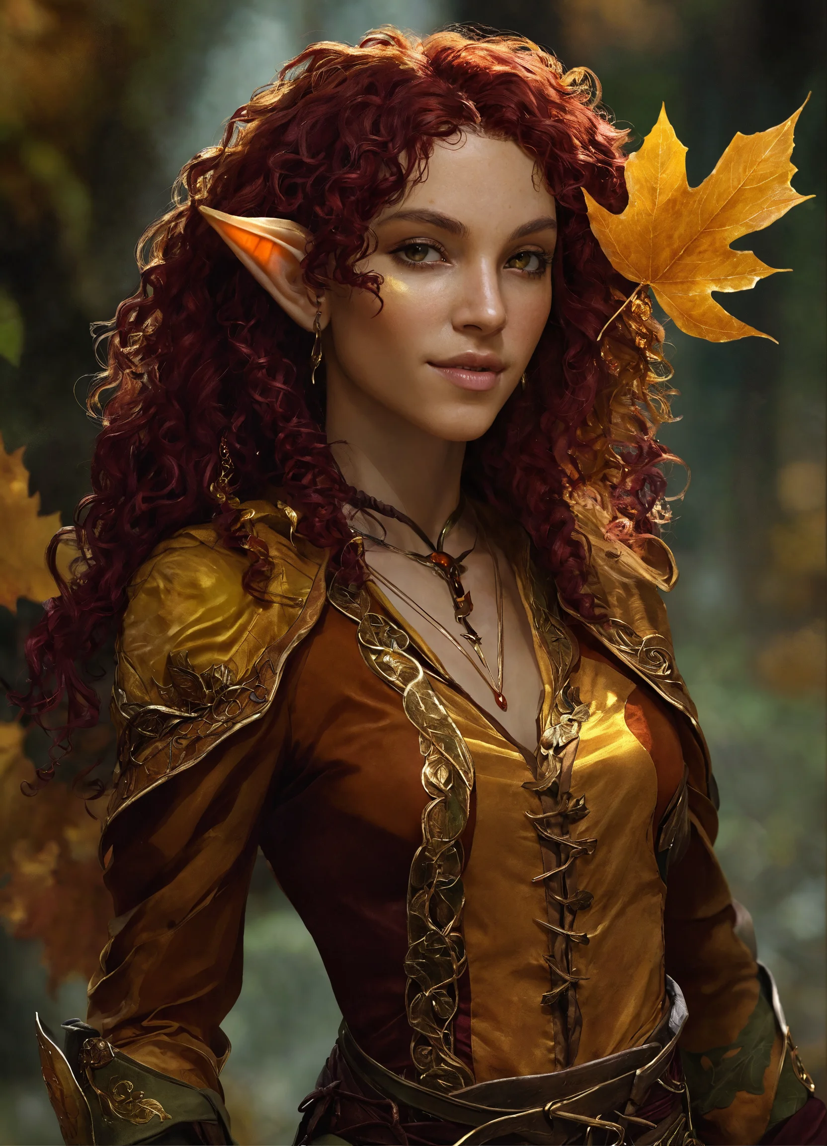Lexica - Fantasy character art of an elven woman with maroon colored ...