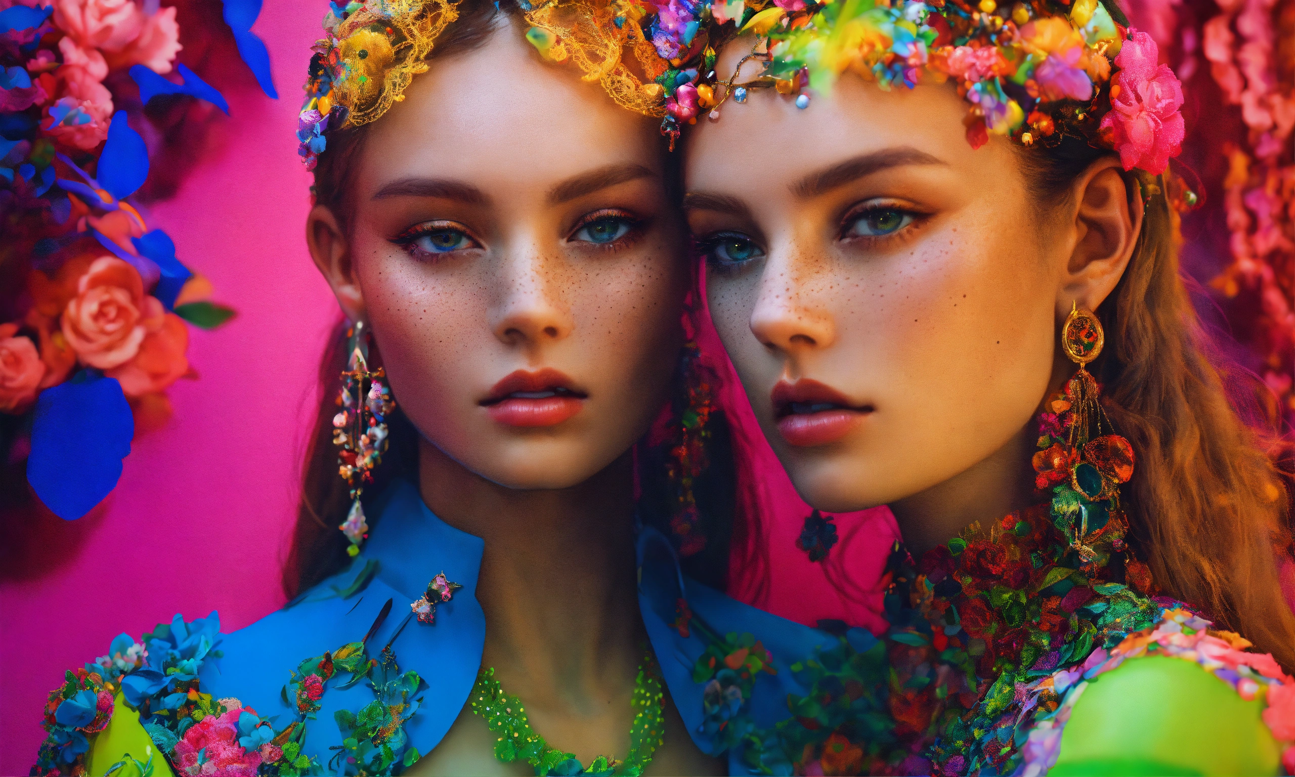 Lexica - Two girls magazine cover, in a fashion outfit1.3, freckles ...