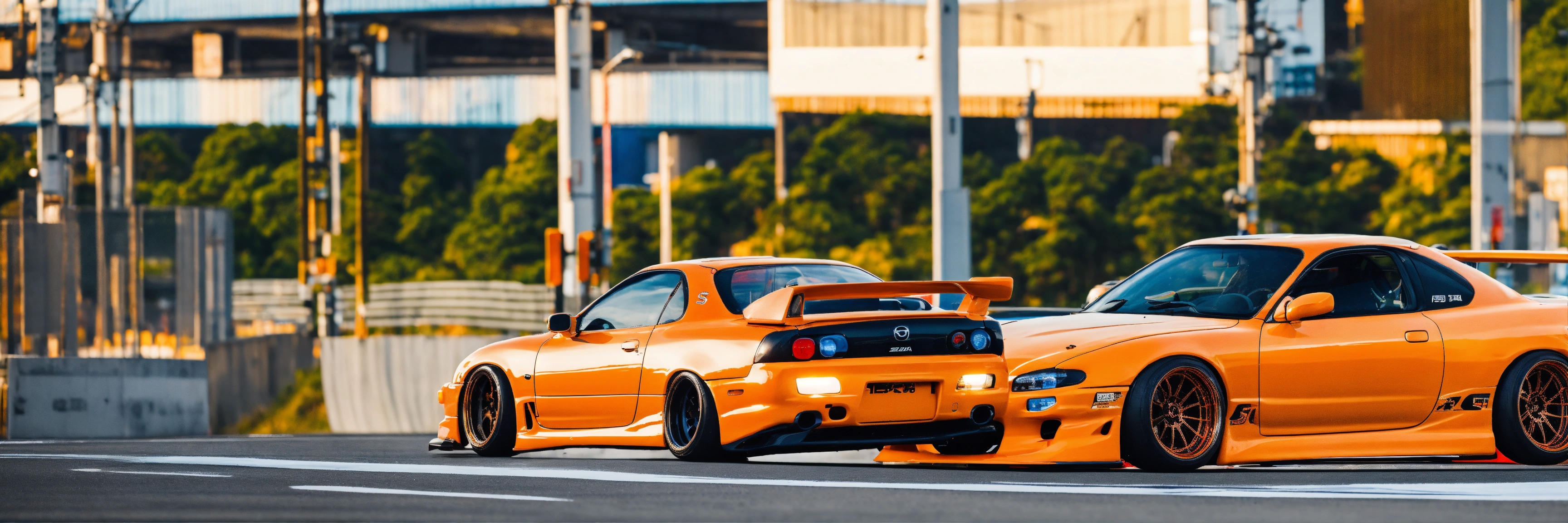 Lexica - A colorful orange Nissan Silvia S15 with a wide-body kit ...
