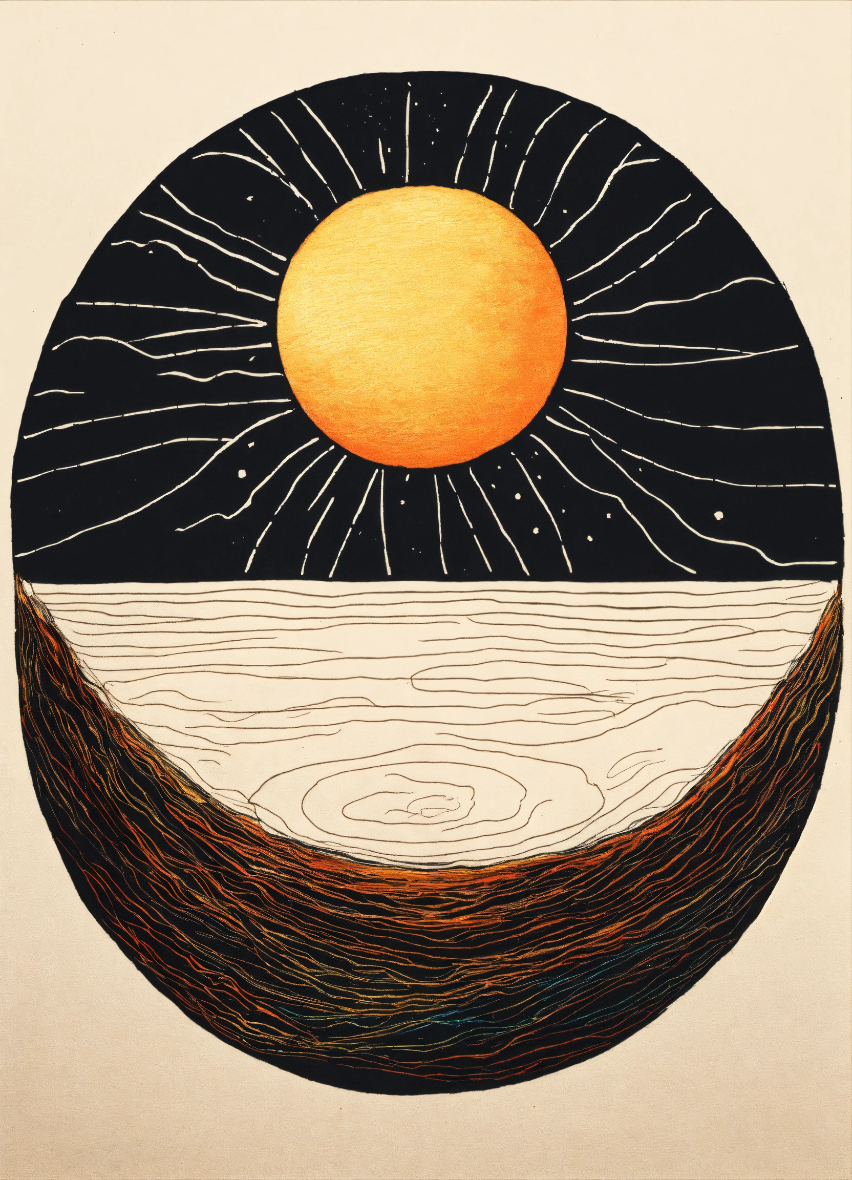 Lexica - Simple modern drawing of sun peaking out from behind the earth ...