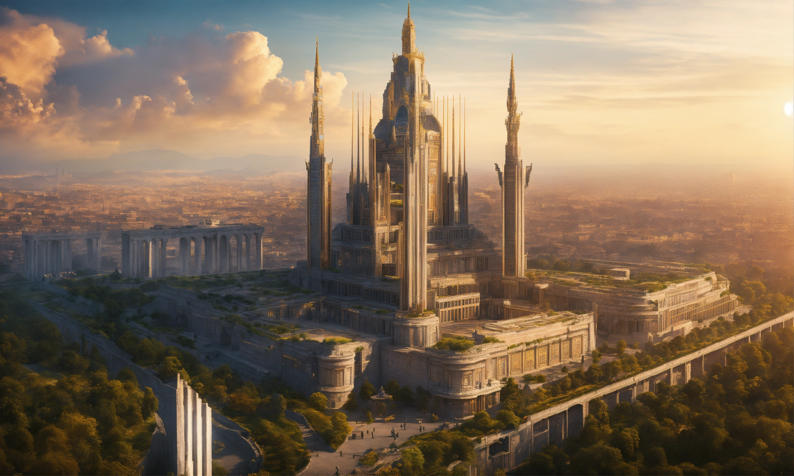 Lexica - Gigantic futuristic high-rise building palace reaching to the ...