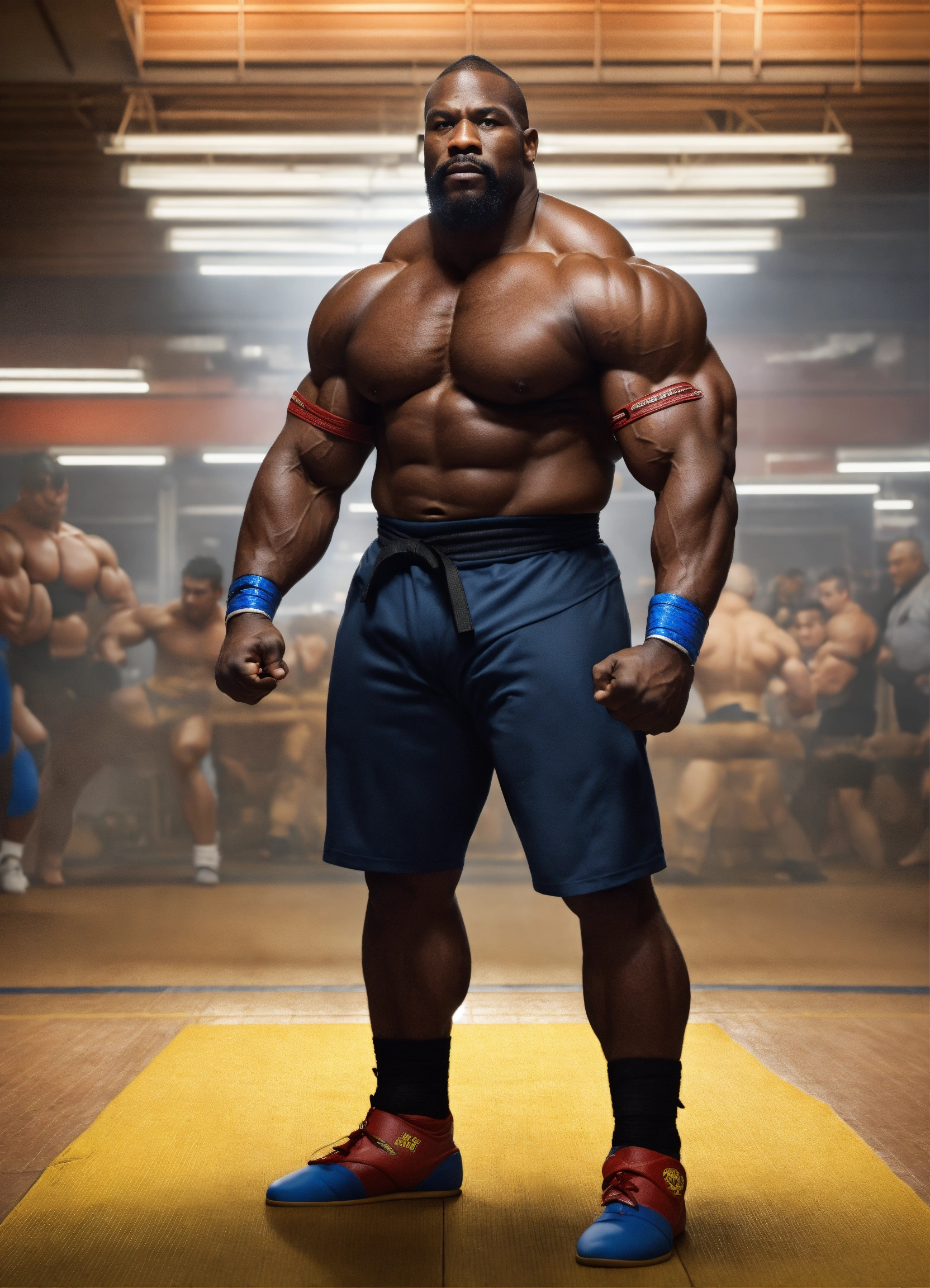 Lexica - 45-year-old black wrestler with big big muscles in a dojo ...