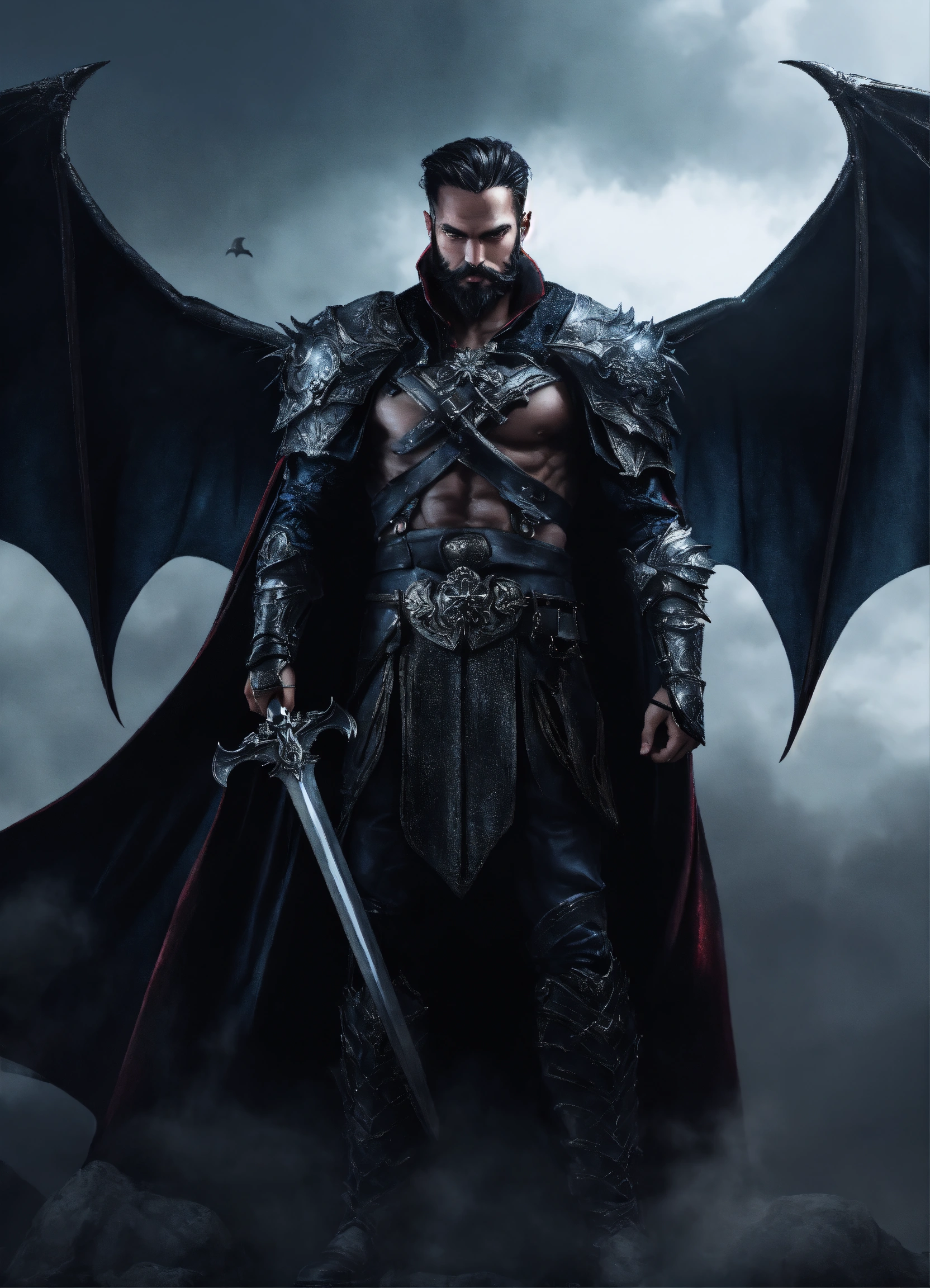 Lexica - Full body strong muscular evil vampire man with beard ...