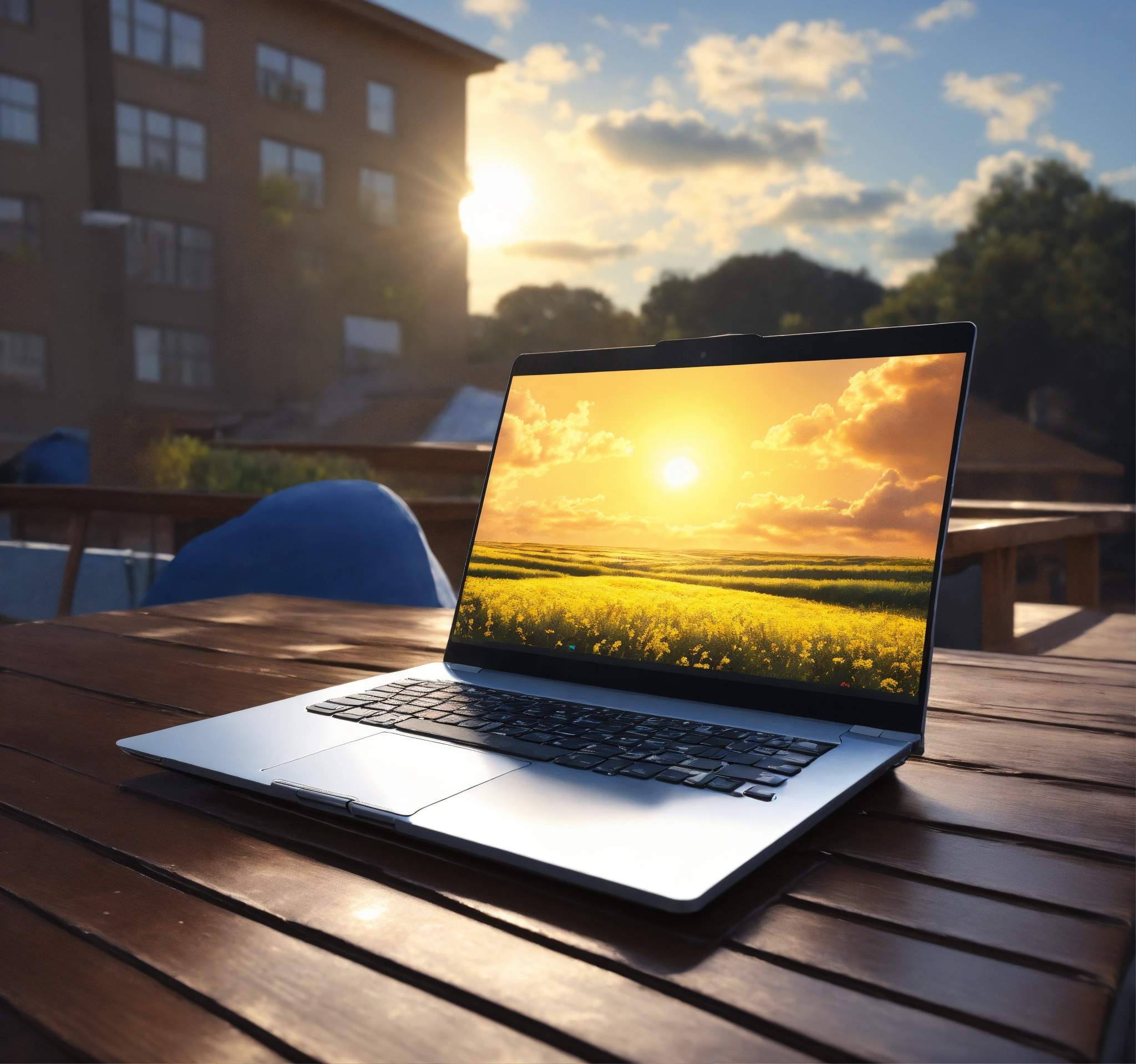 Lexica - Please generate a realistic artwork of laptops under sunshine ...