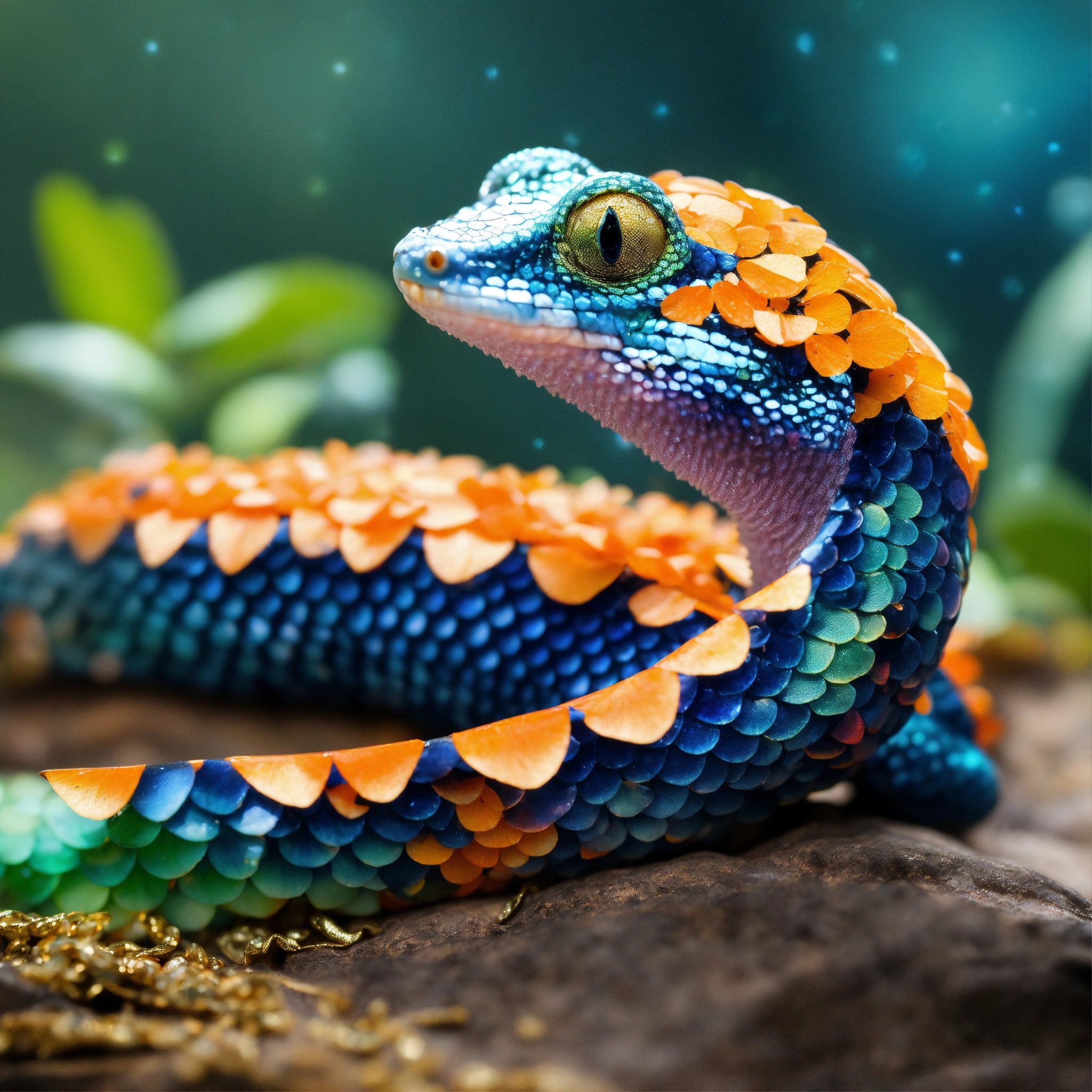 Lexica - Gecko (Dark blue scales, orange scales, aether green scales ...