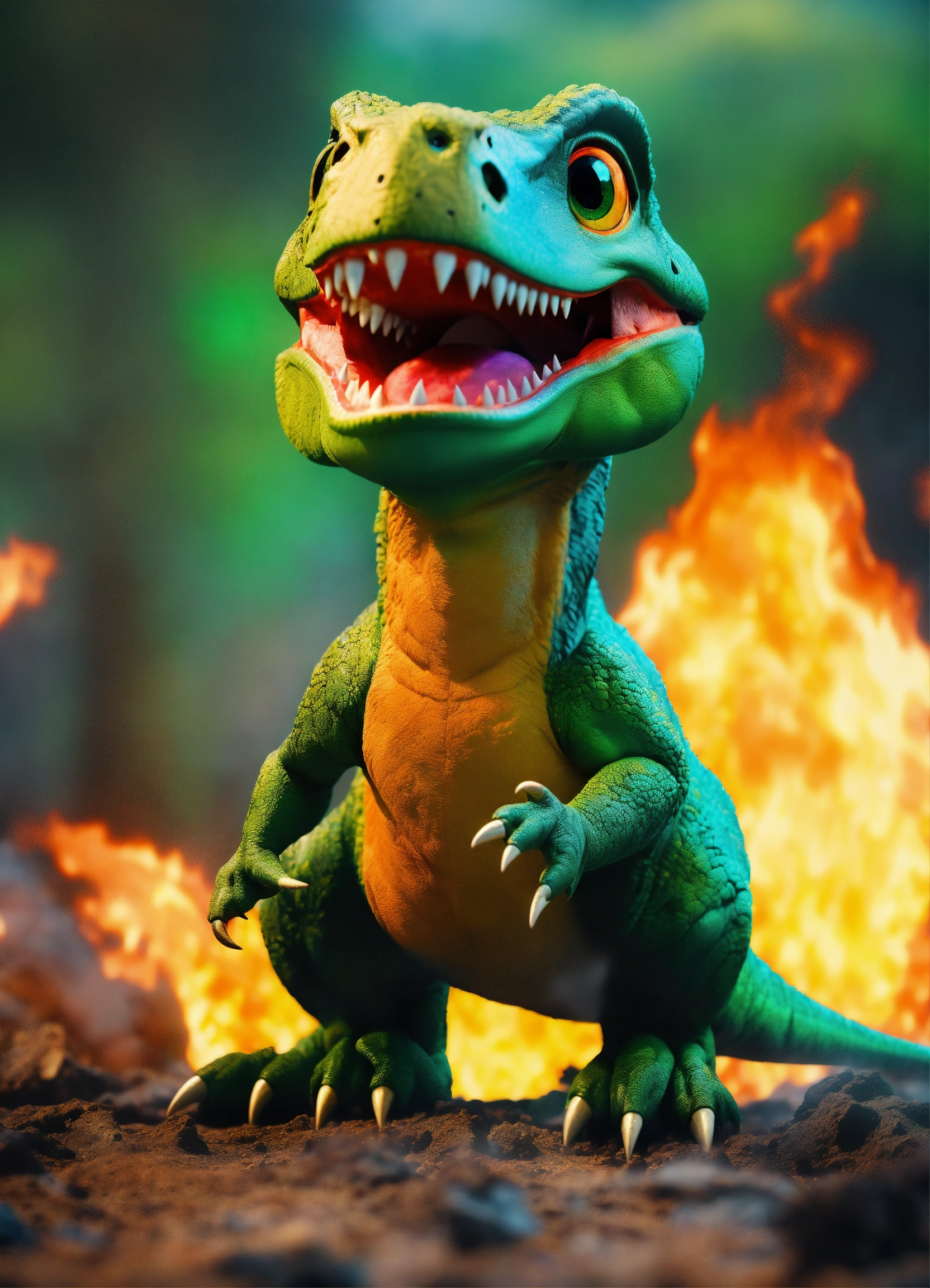 Lexica - An adorable and fluffy t-rex dinosaur with big color eyes ...