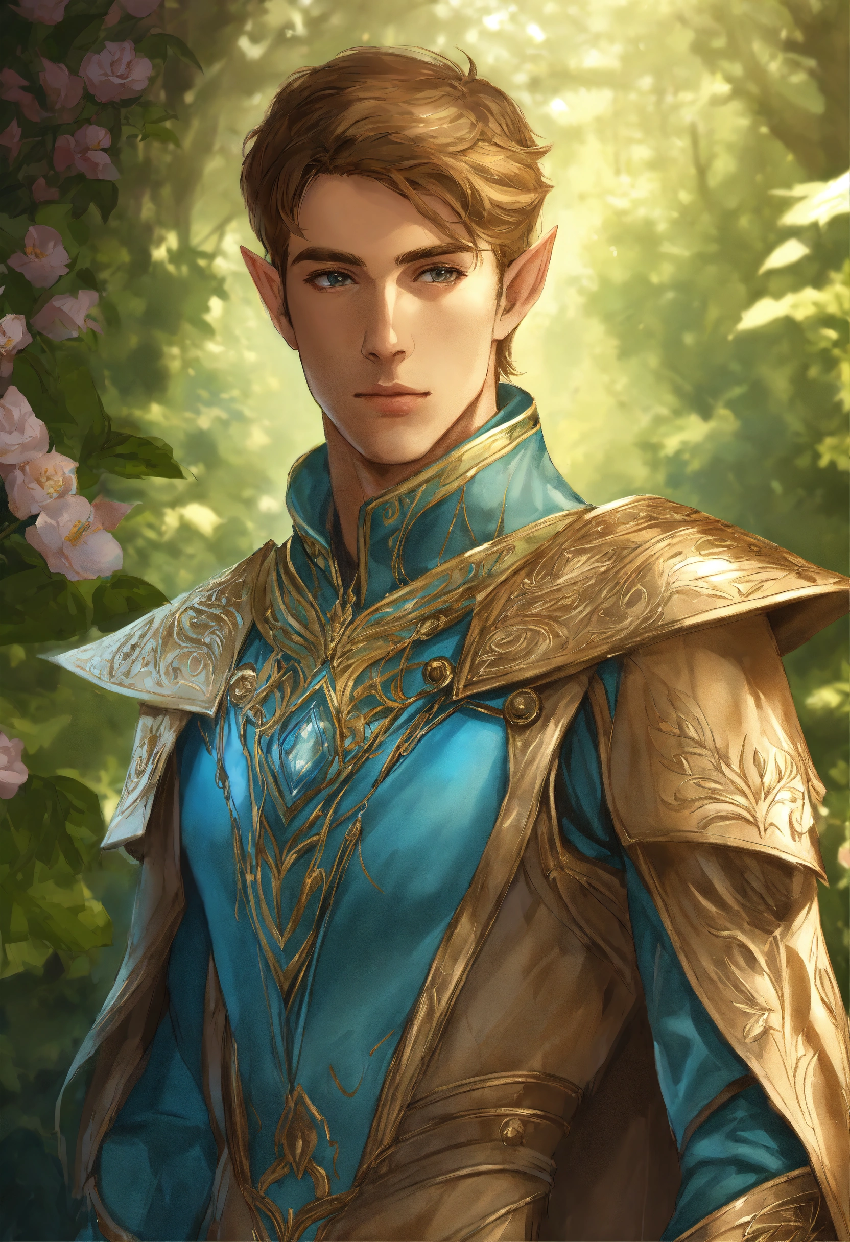 Lexica - Drawing of an elf, royalty, sci fi, cybernetic, gold and light ...