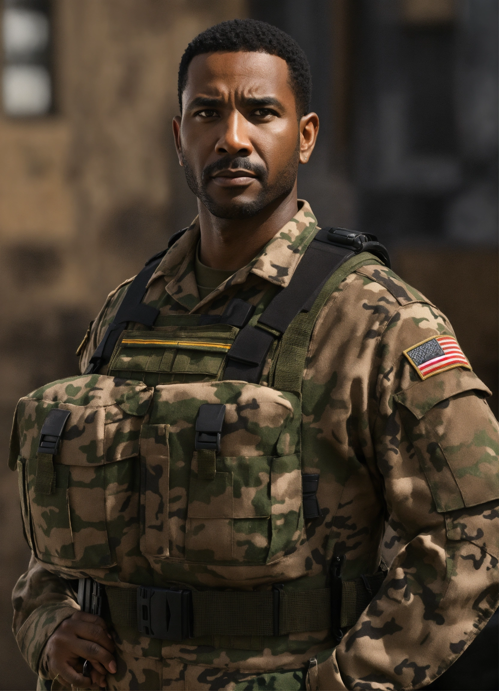 Lexica - Latin black man 40 yo man, serious, worried, BOPE camouflage ...