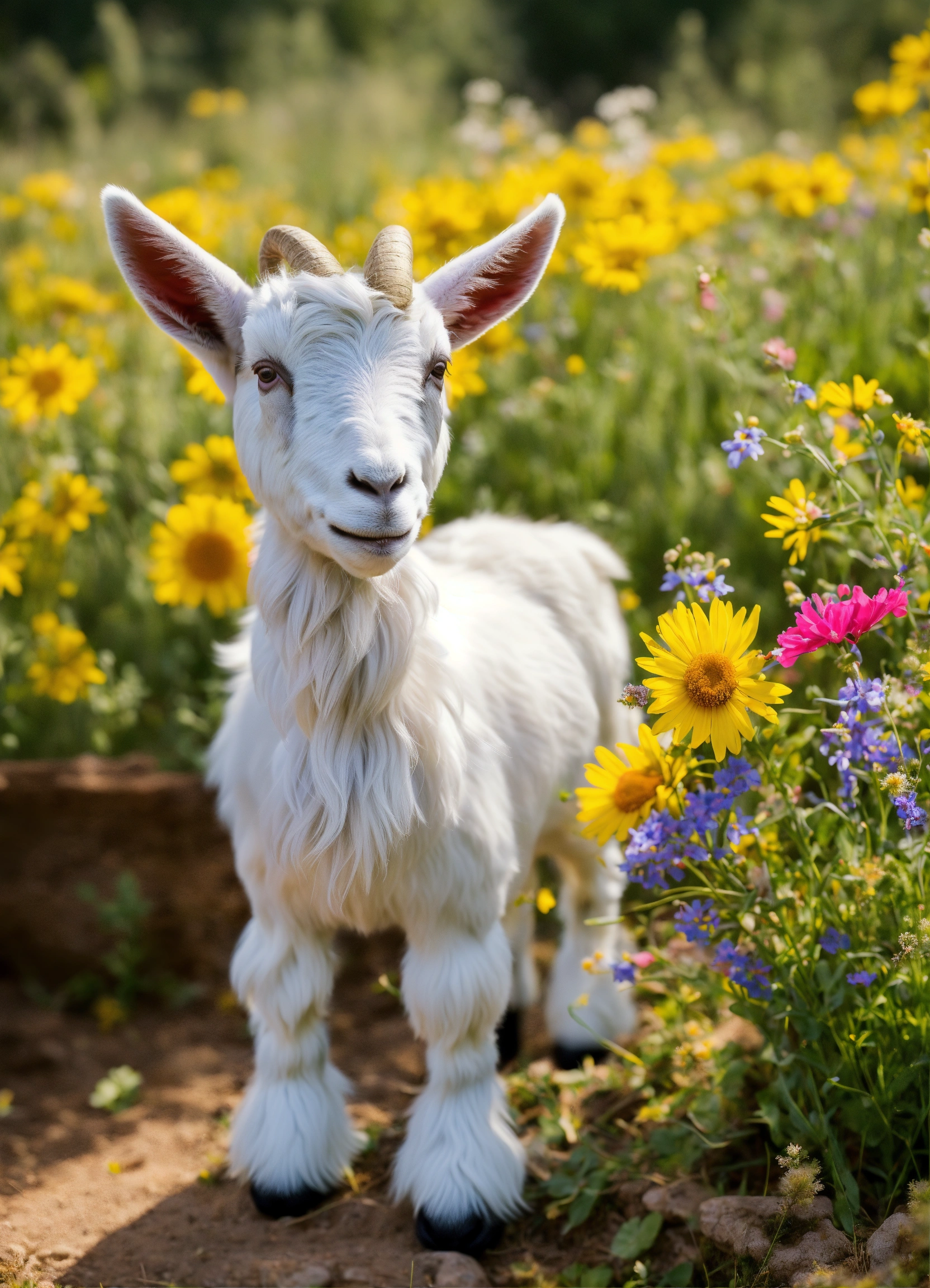 Lexica - A huggable fluffy plush toy goat, sitting in a meadow ...
