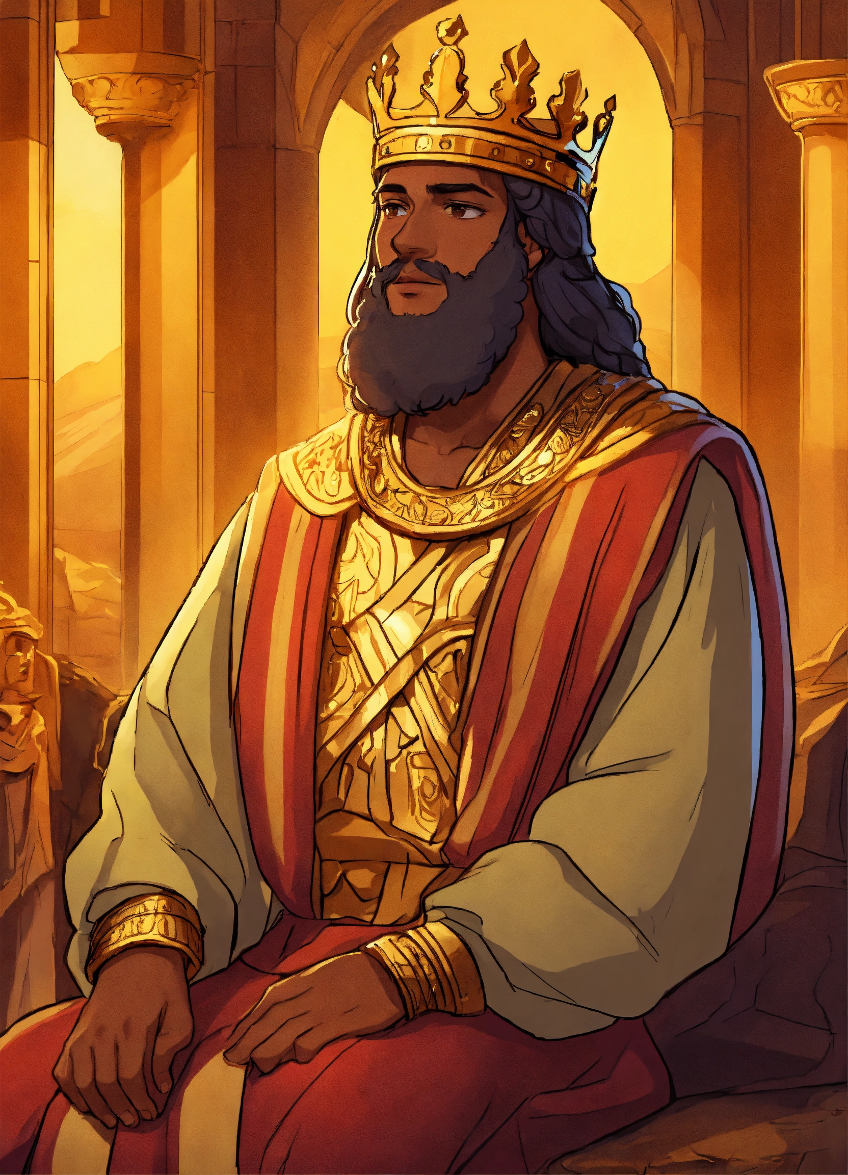 Lexica - 25 year old king solomon from the bible, 2d cartoon