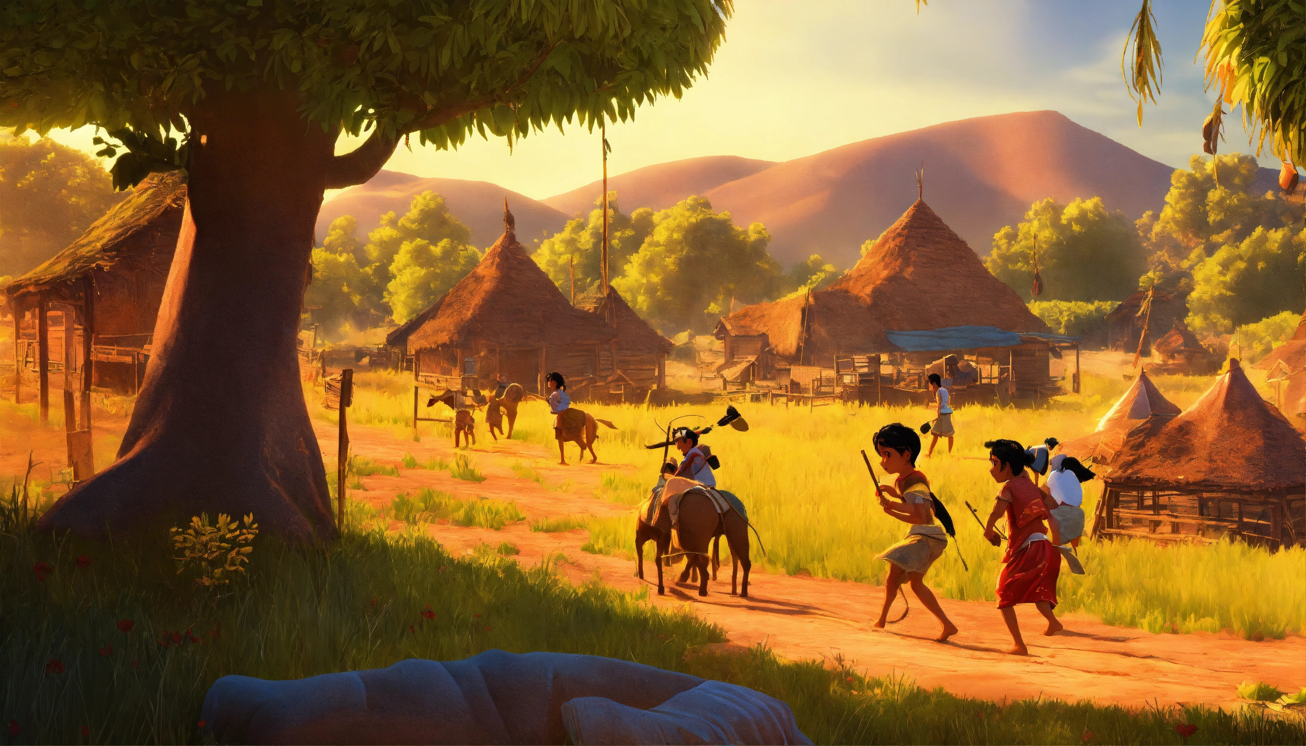 Lexica - A 3d cartoon pictures of Indian village storybook illustration ...