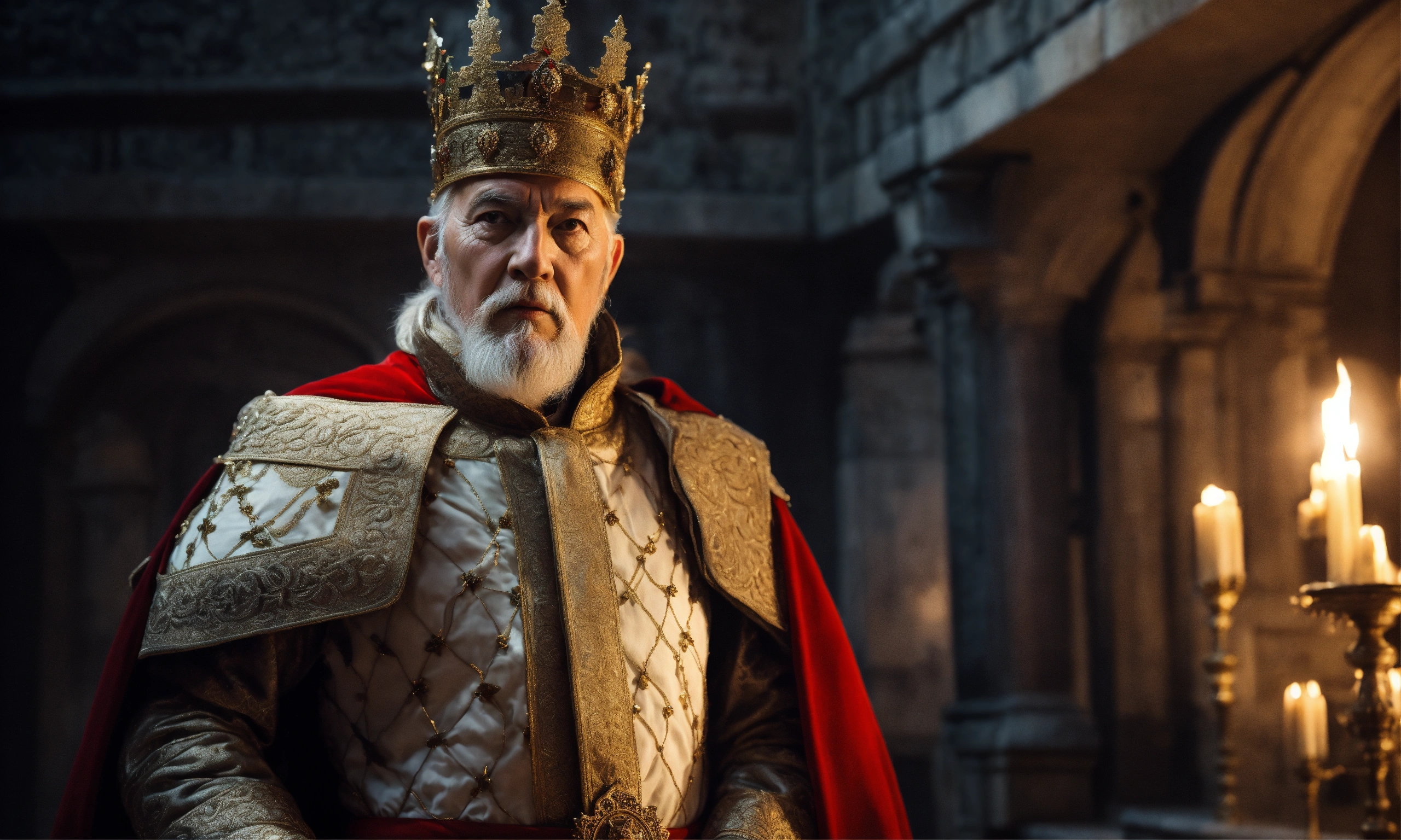 Lexica - Take photos of old king in reference style,White skin, full ...