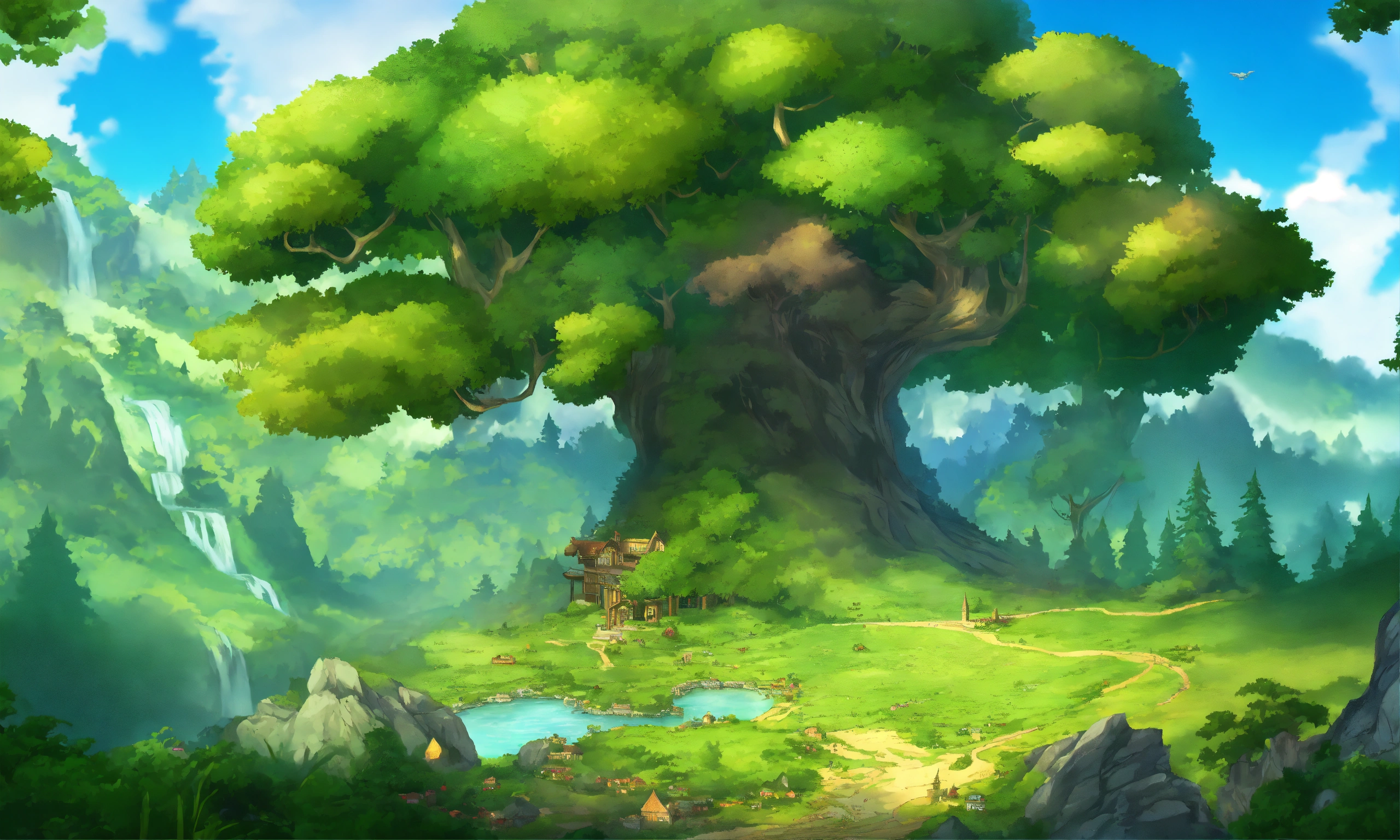 Lexica - Fantasy world geografic map, full hd, anime, with forest region