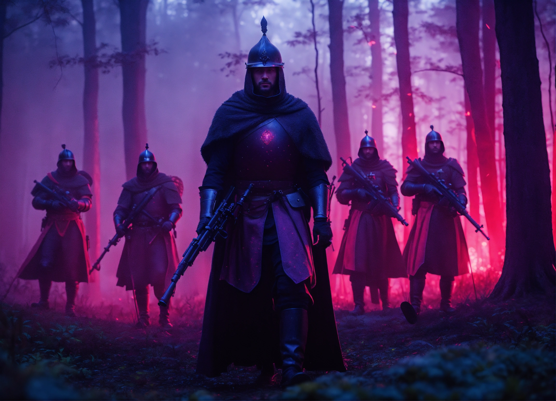 Lexica - Cinematic medieval Royal King and his knights holding sniper ...