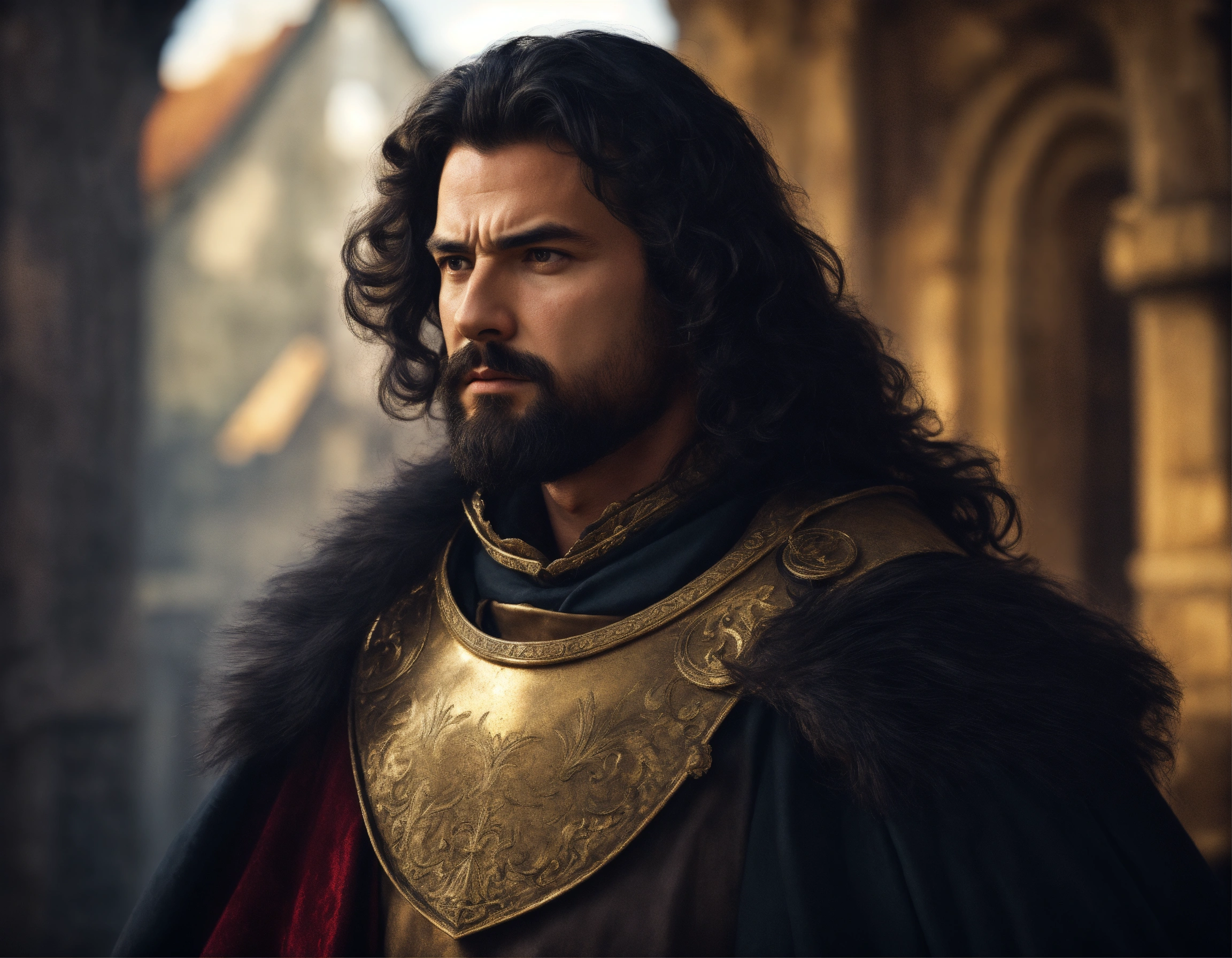 Lexica - Create a character for book cover medieval king , serious face ...