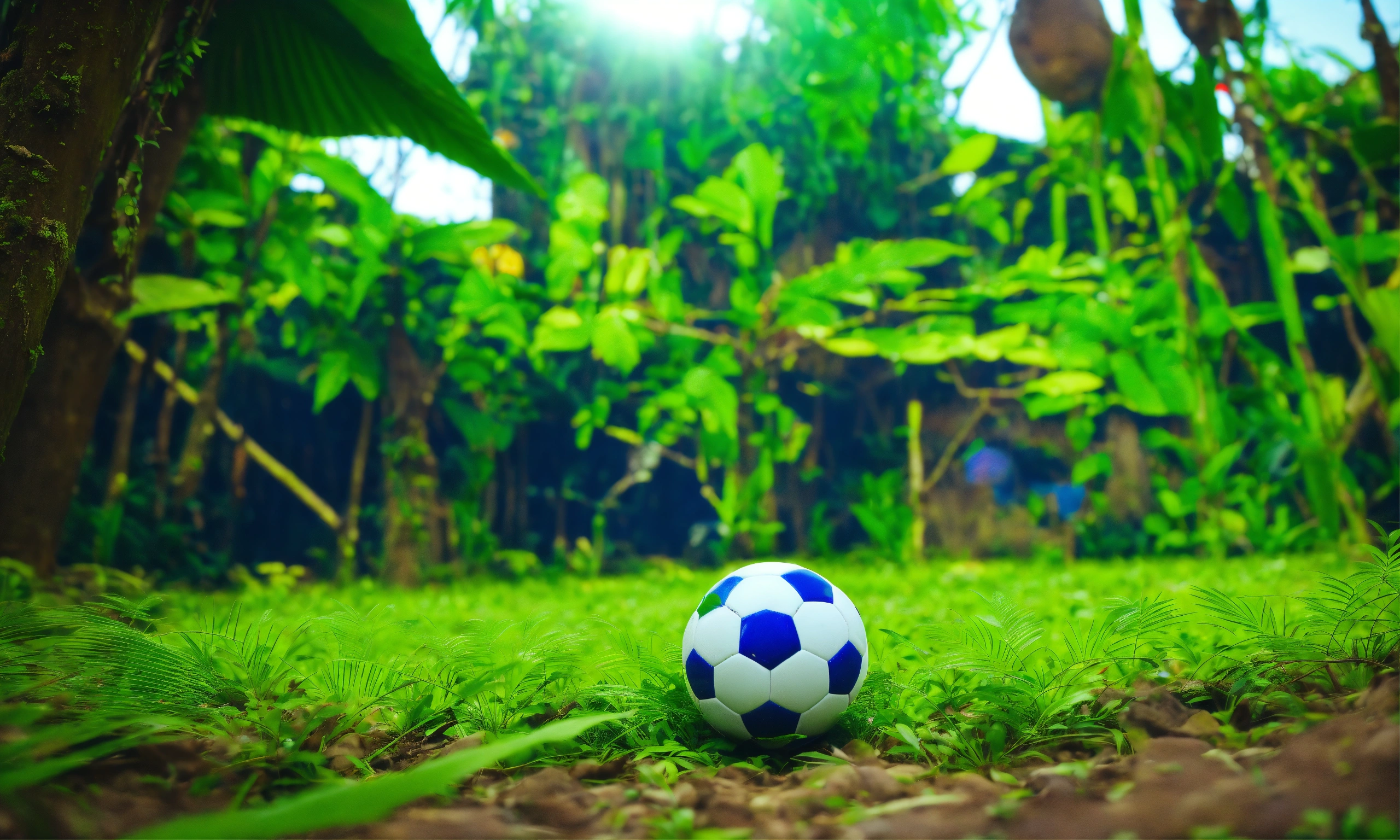 Lexica - A deep jungle with a soccer ball on the ground