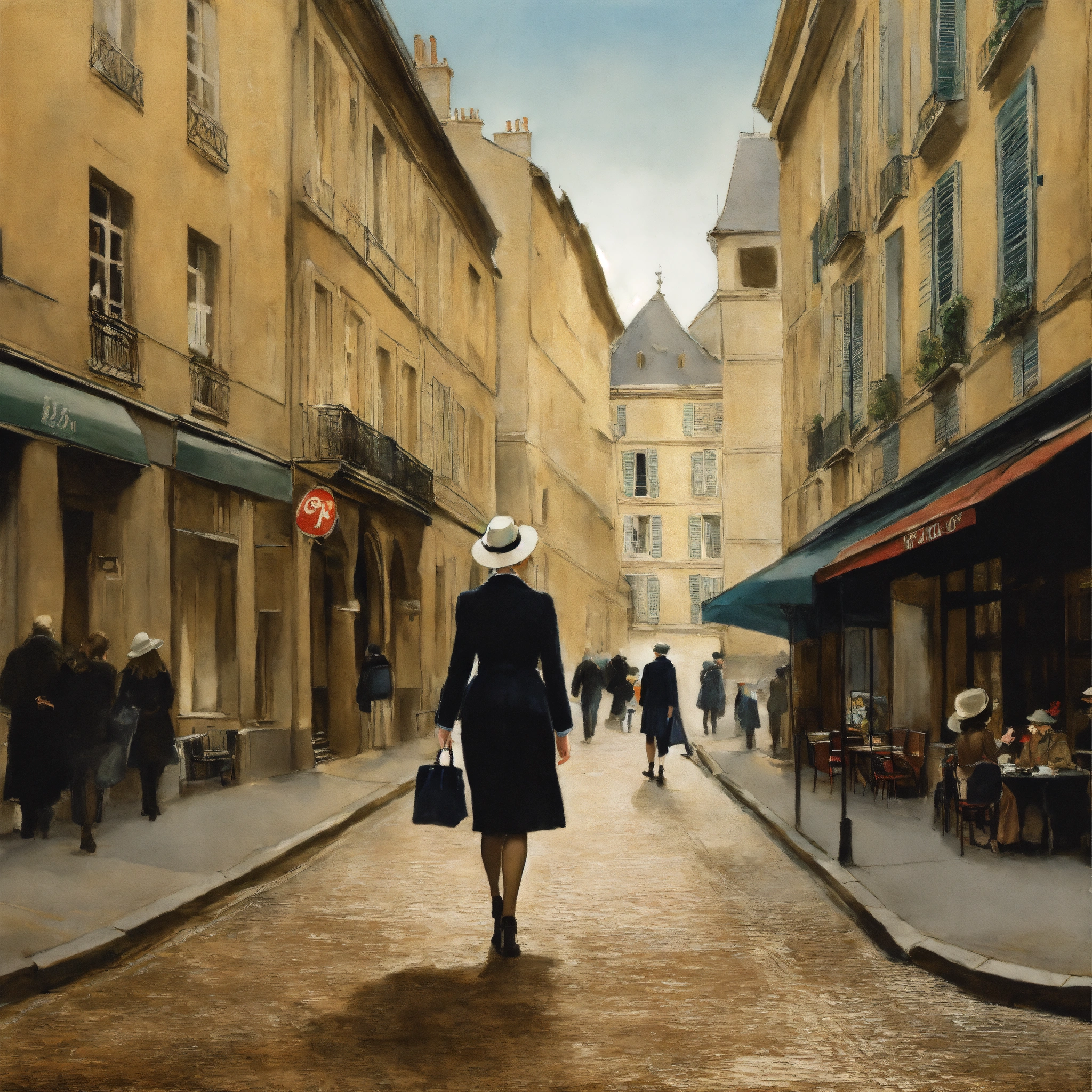 Lexica - Woman walking in the street in France illustration style ...