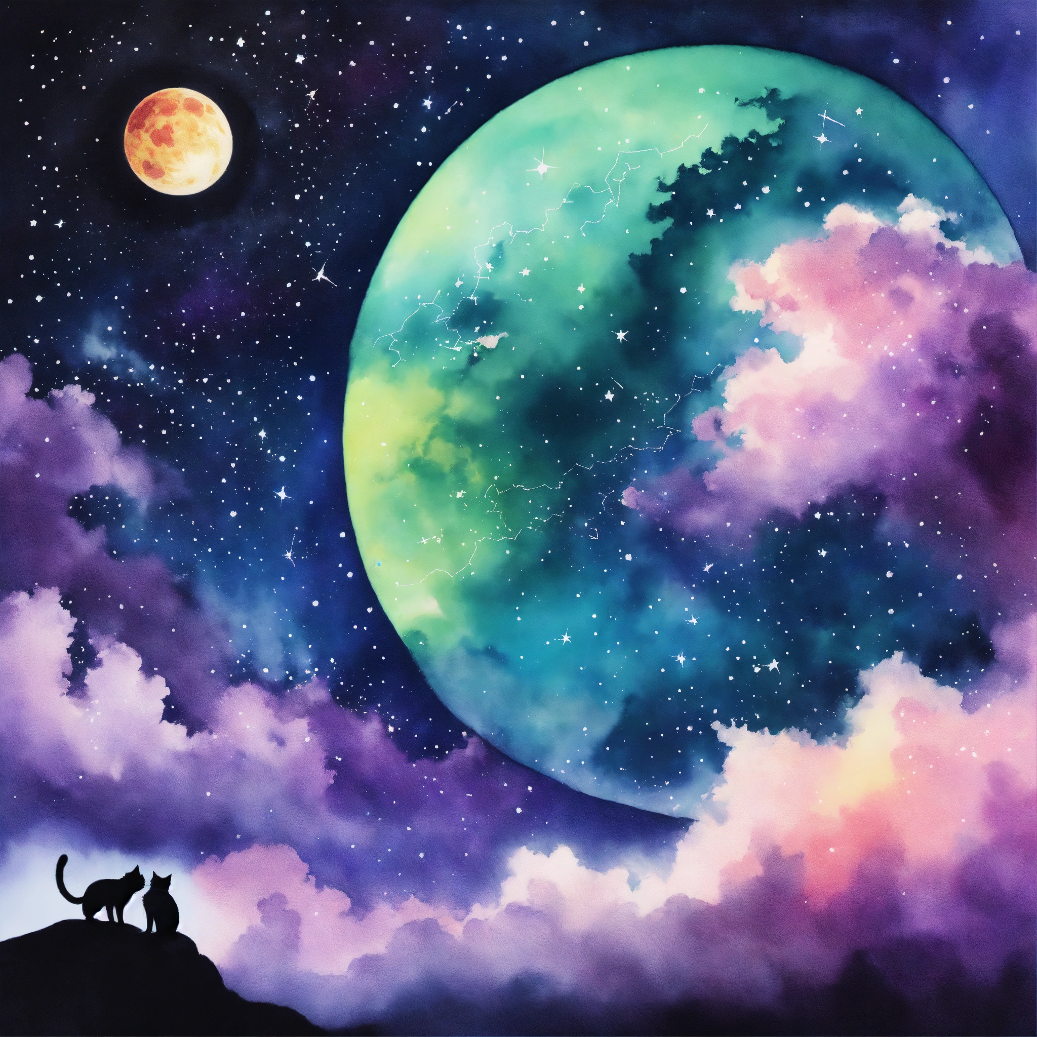 Lexica - Watercolor painting, night sky, highly detailed, endless ...