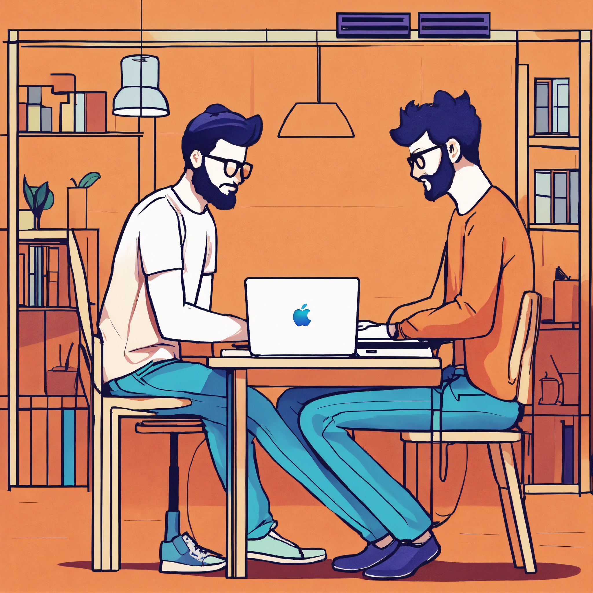 Lexica - Very simple drawing of two developers that enjoy collaborating ...