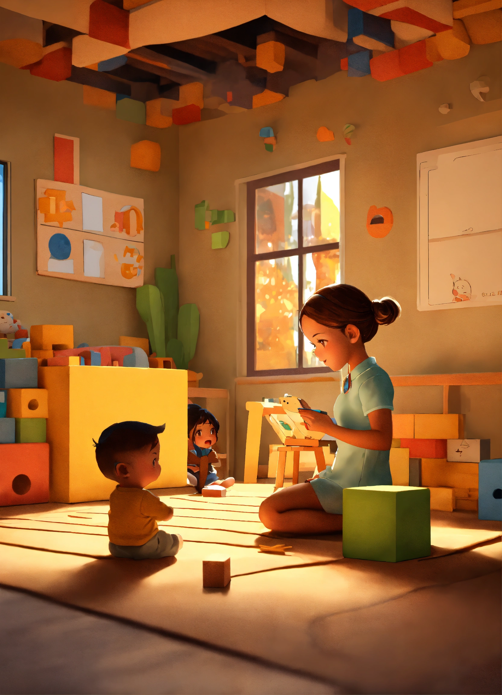 Lexica - Create an image of animated character a preschool teacher with ...