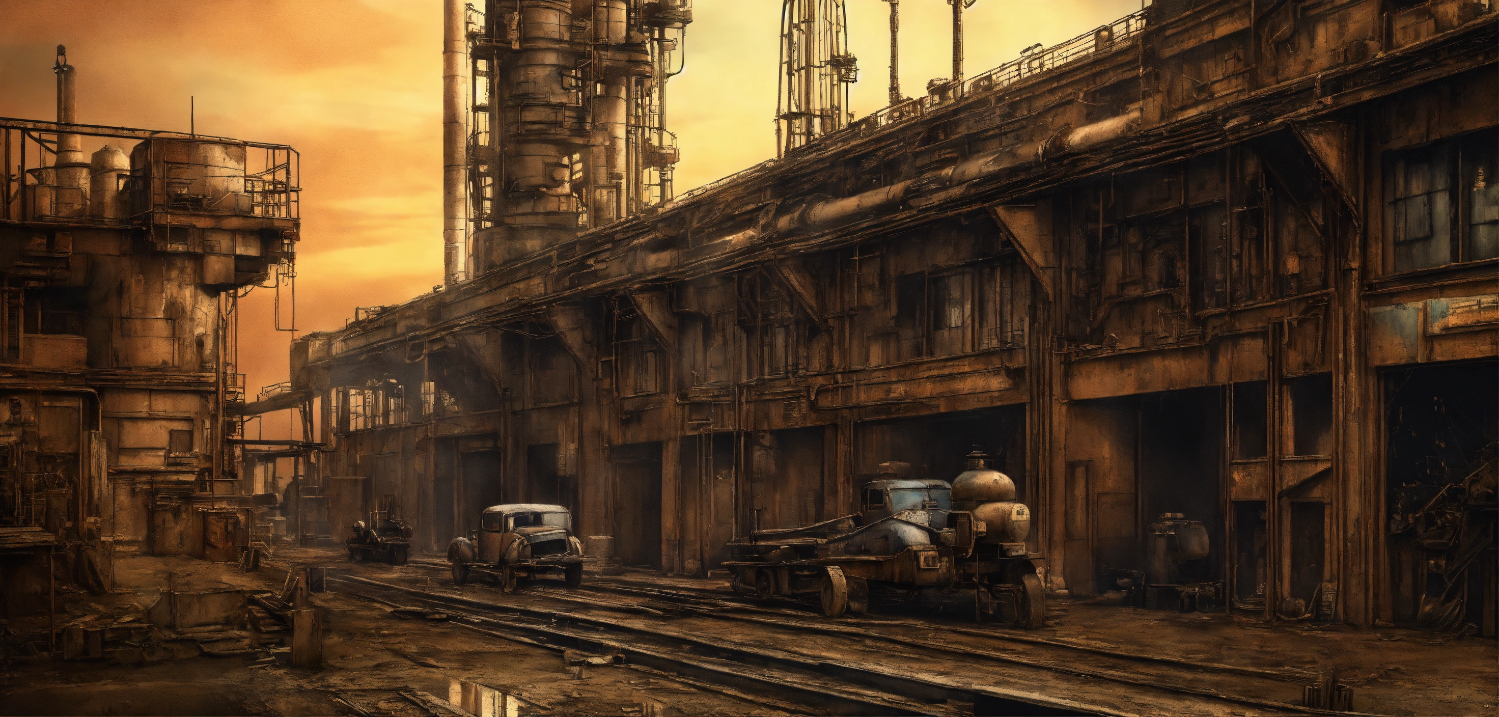 Lexica - Decayed industrial complex in 1930, centred, high quality art ...