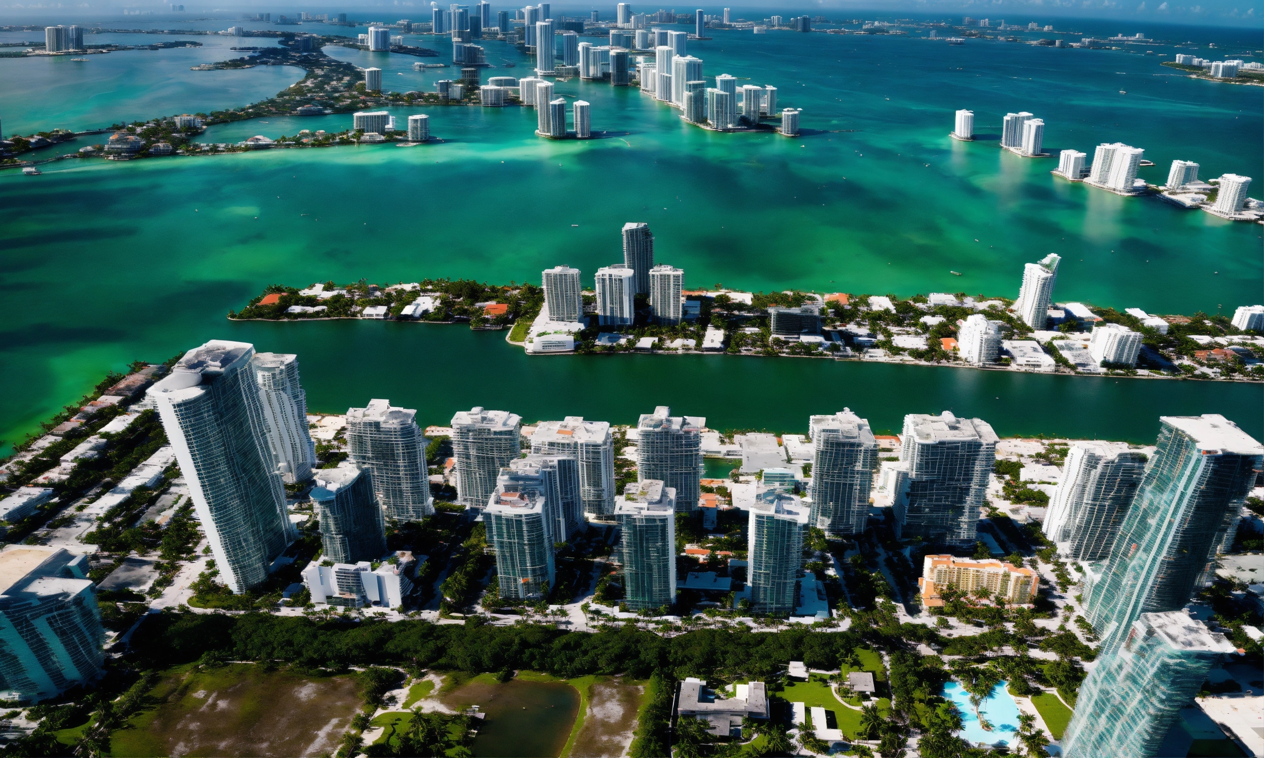 Lexica - Aerial view of brickell, Miami underwater