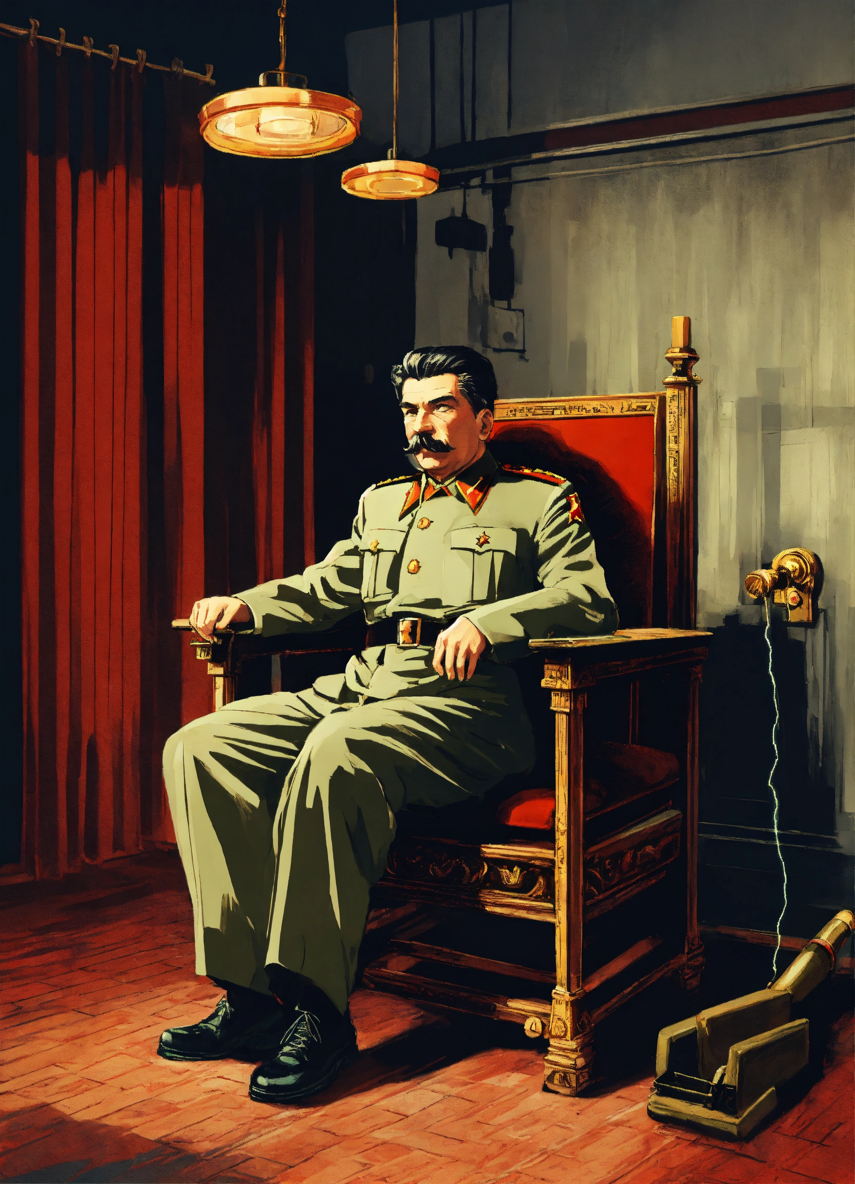 Lexica - Illustration Stalin tied to the electric chair