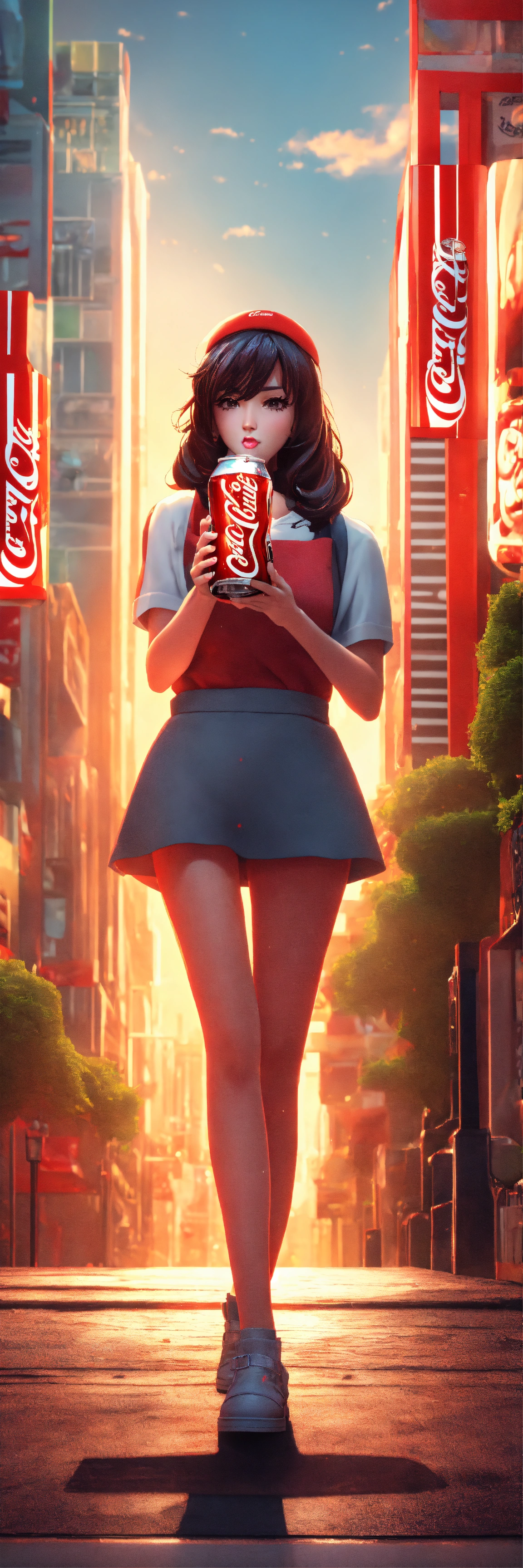 Lexica - Woman drinking coca cola zero cartoon 3d anime style blurry ...