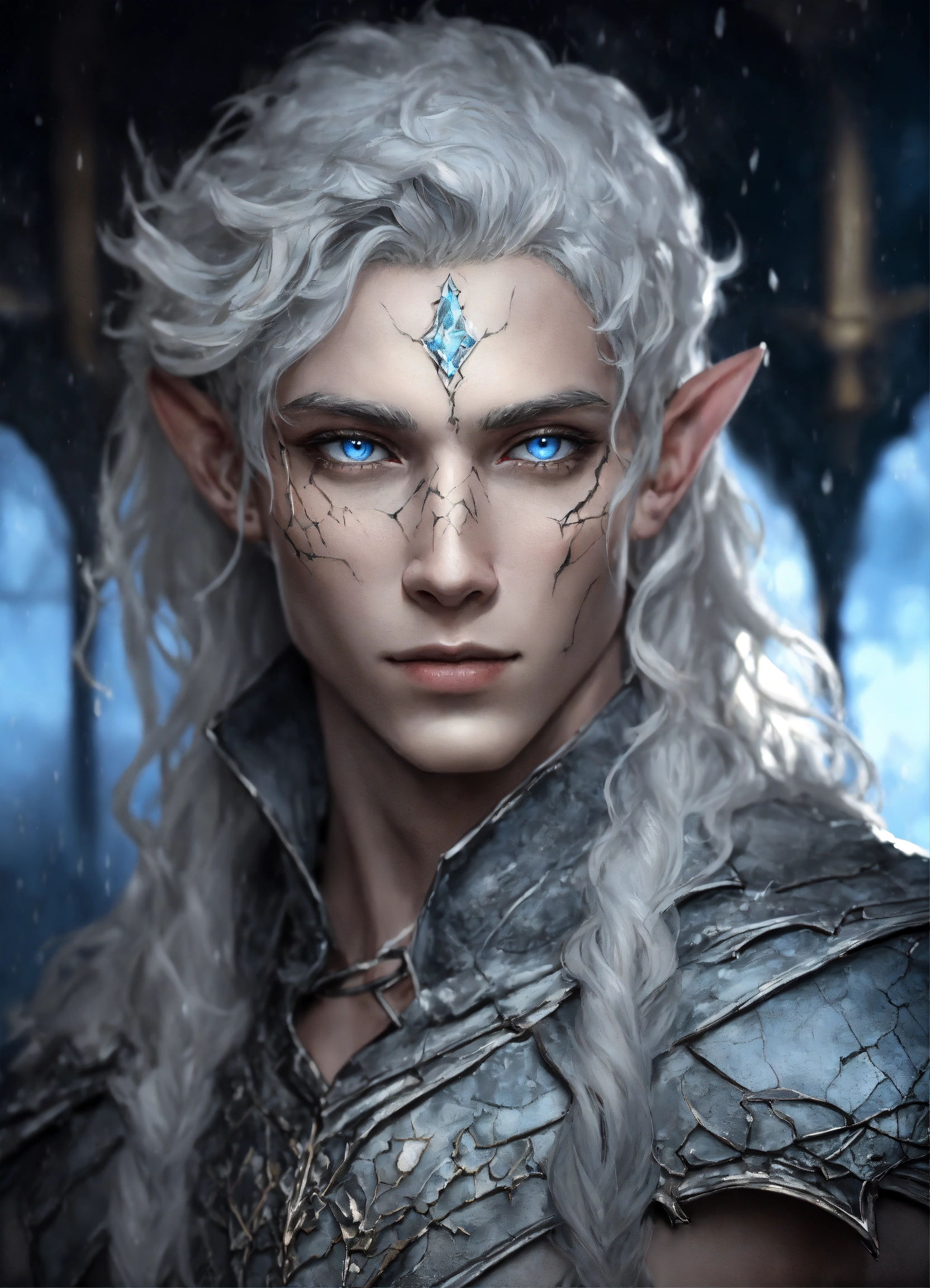 Lexica - Fantasy portrait of a ash-grey skinned elf, masculine ...