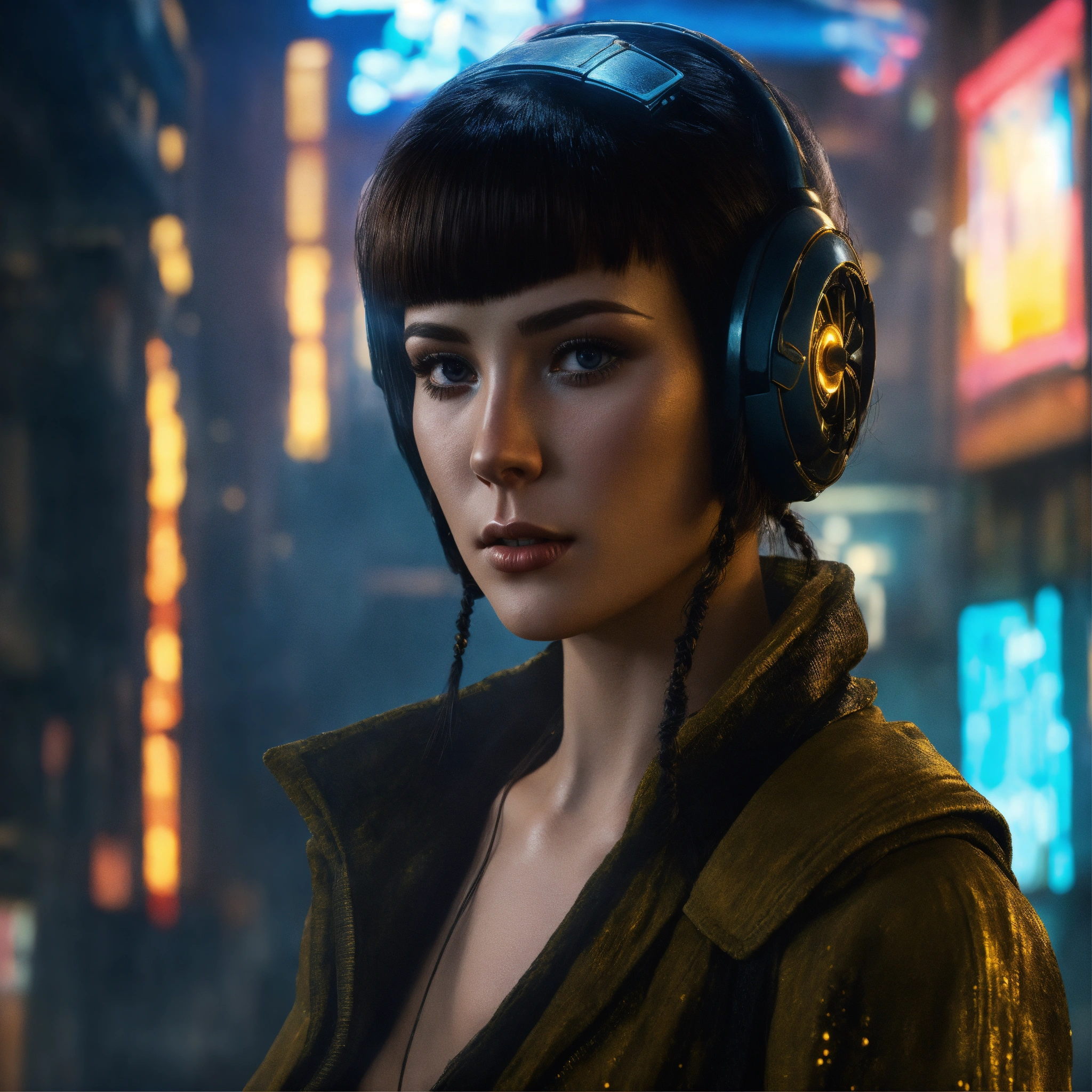 Lexica - A frontal, realistic, female avatar of Blade Runner
