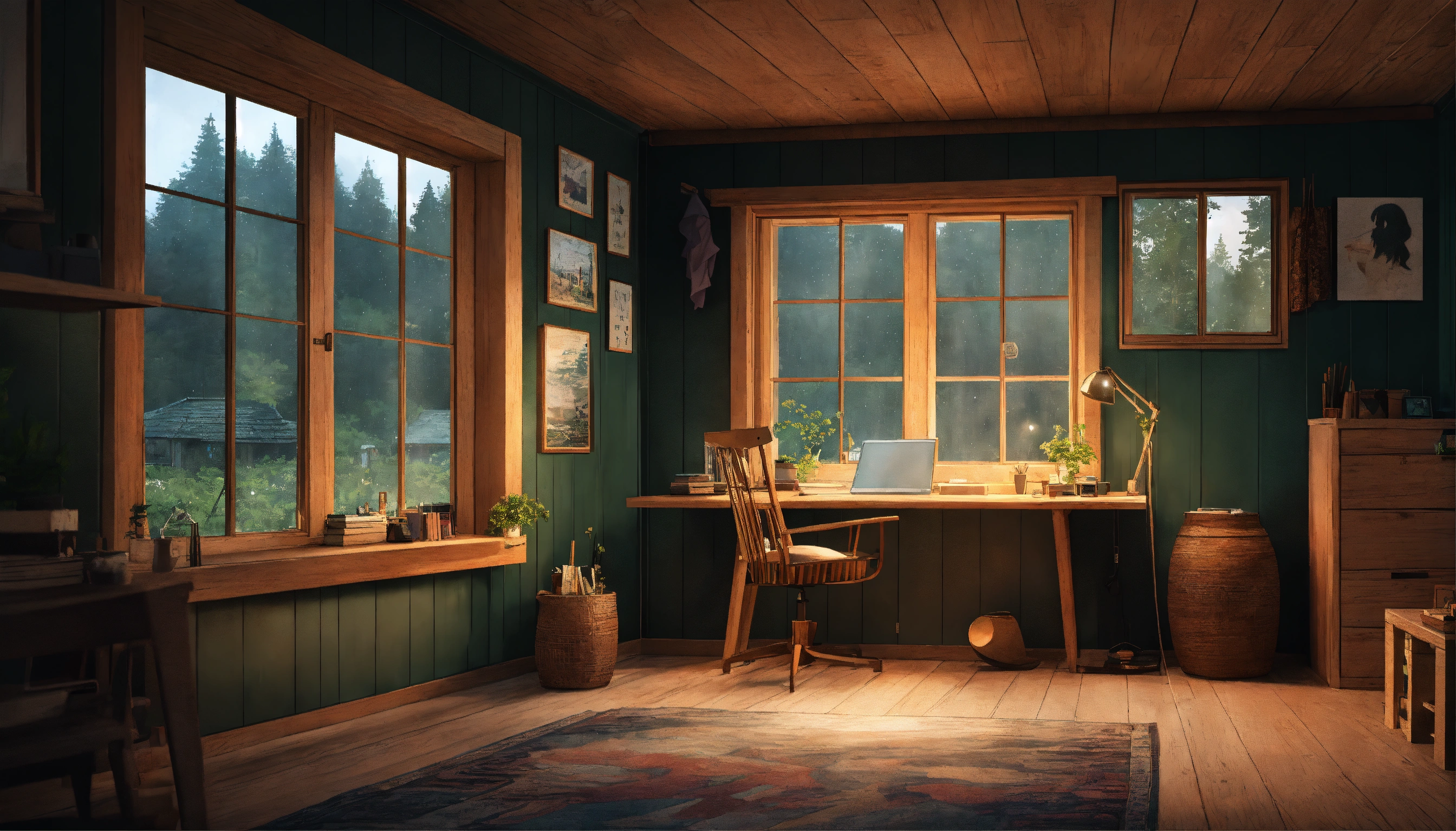 Lexica - Cozy wooden nordic cabin in sweden, dark green washed walls ...