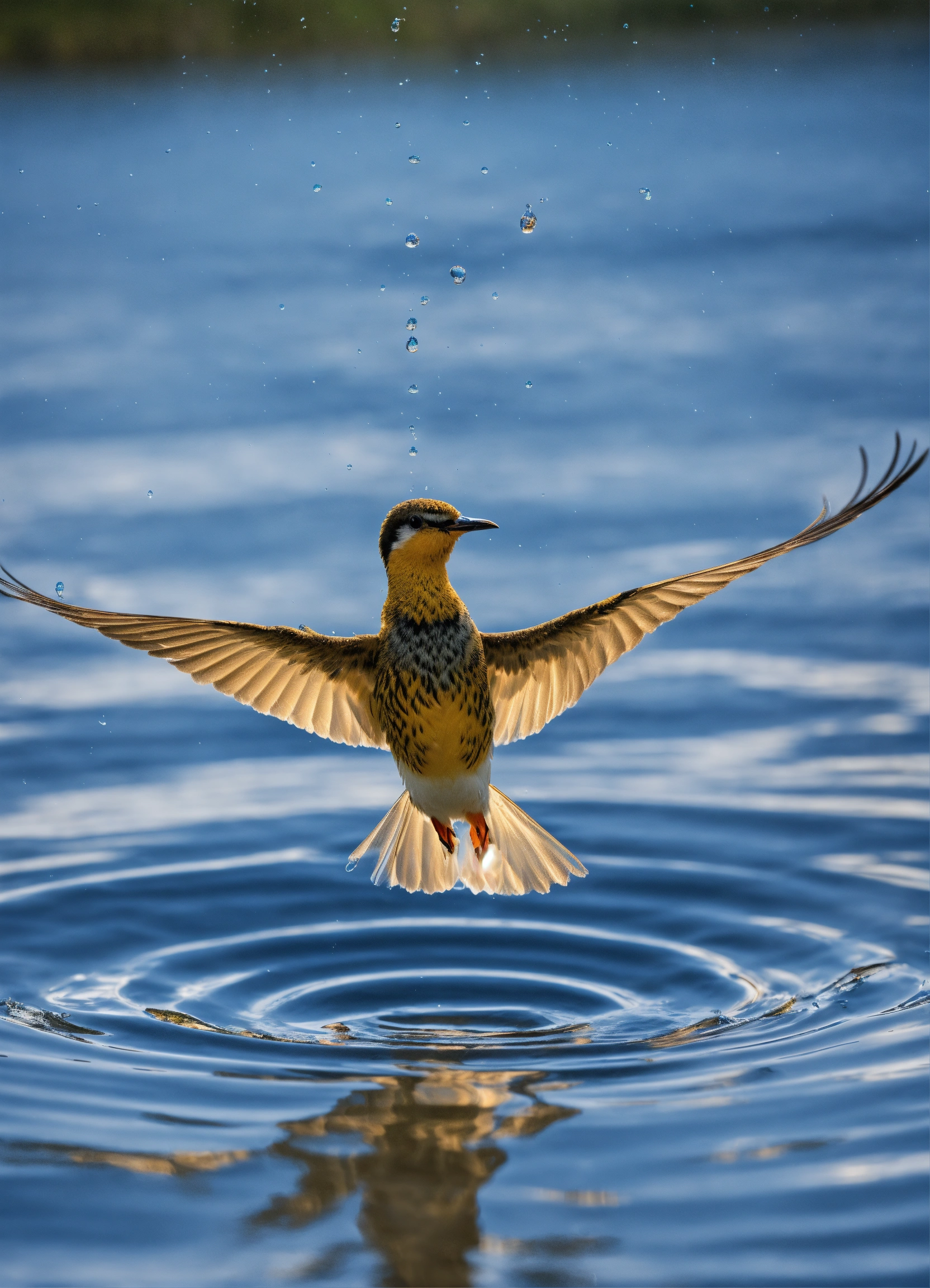 Lexica - Drop of water bounces above the water surface, transforming ...