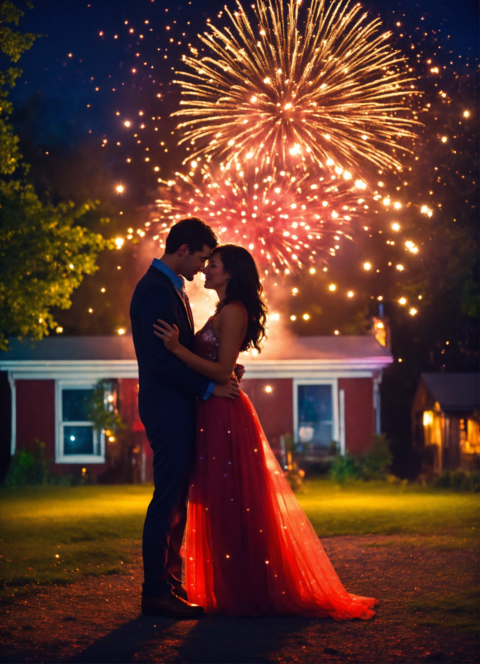 Lexica - A photo quality image of a couple in love, small town romance ...