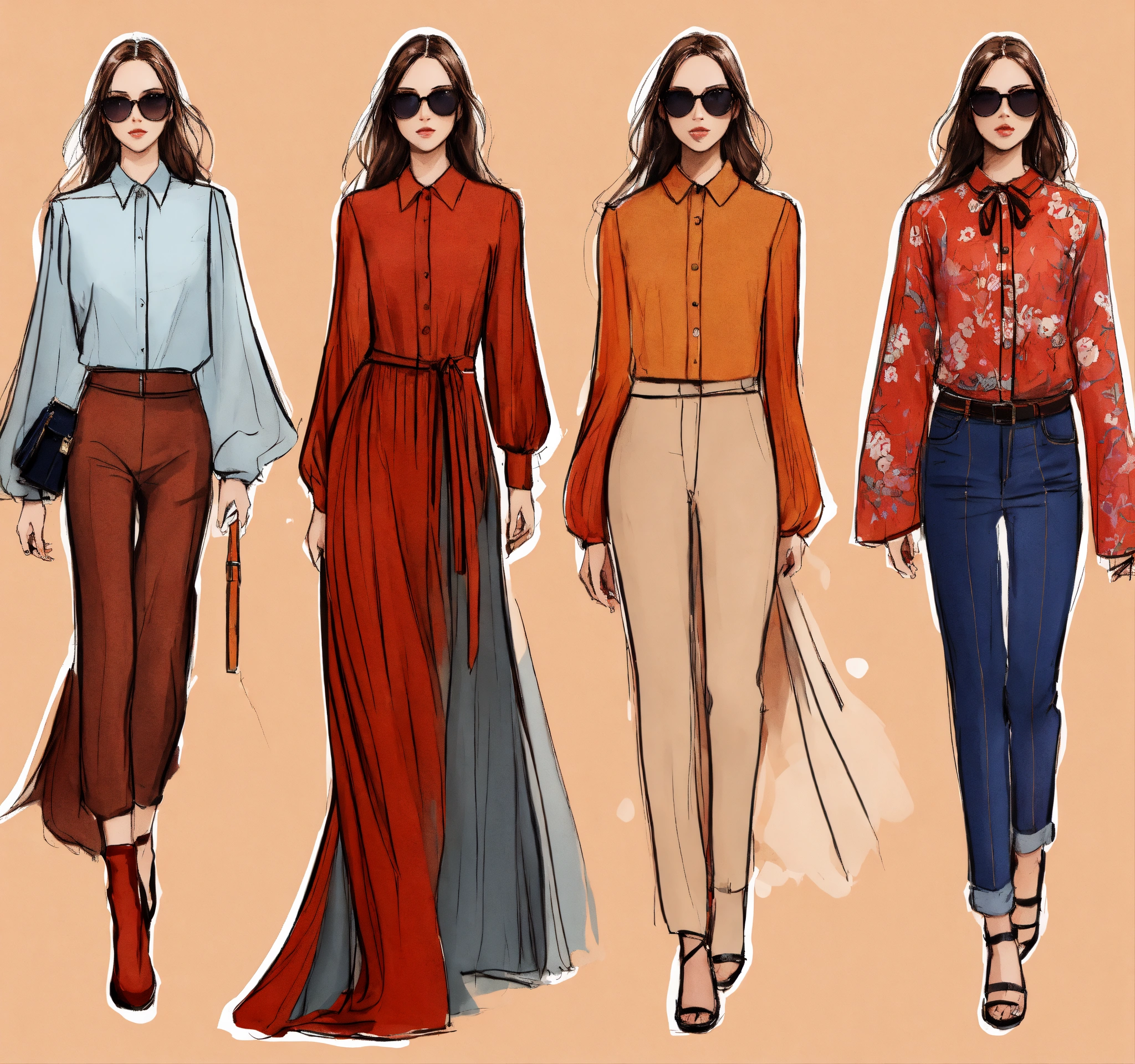 Lexica - Fashion illustrations, 12 different designs, rough sketches ...