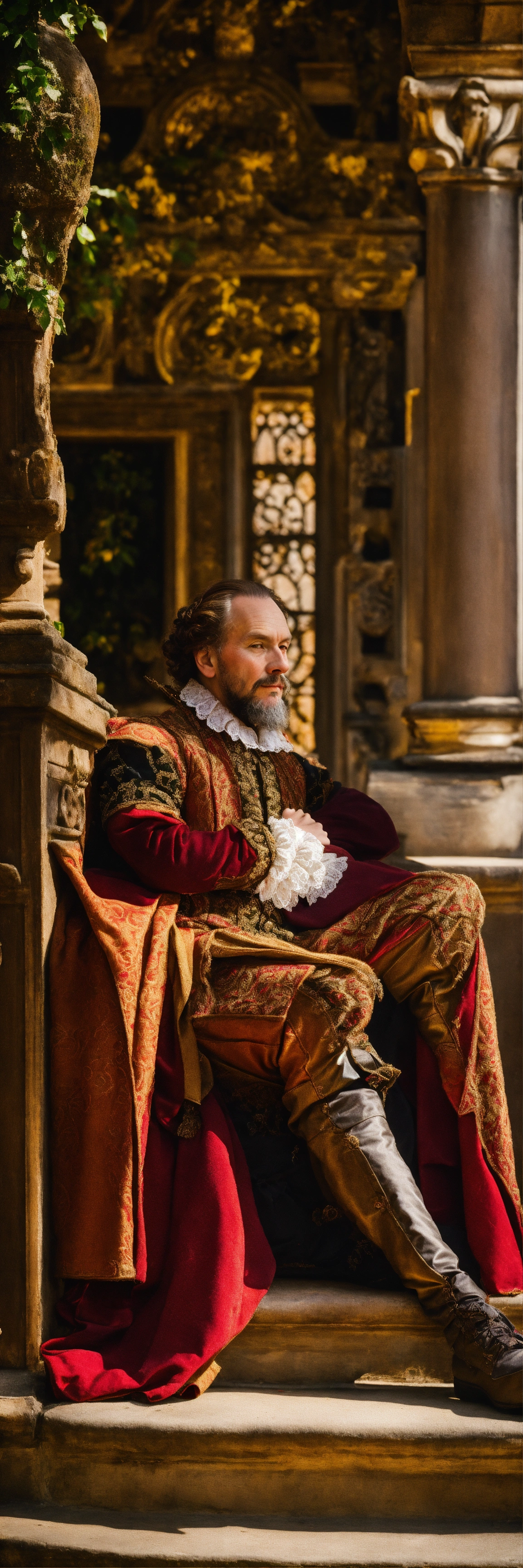 Lexica - Elizabethan Shakespeare sitting on a wall