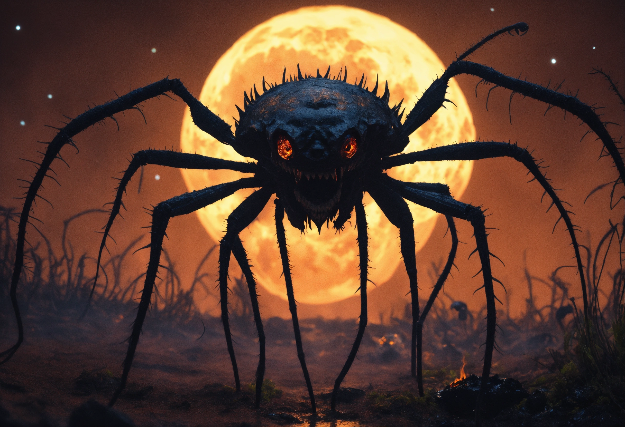 Lexica - Under a full moon, terrifying creatures of various sizes ...