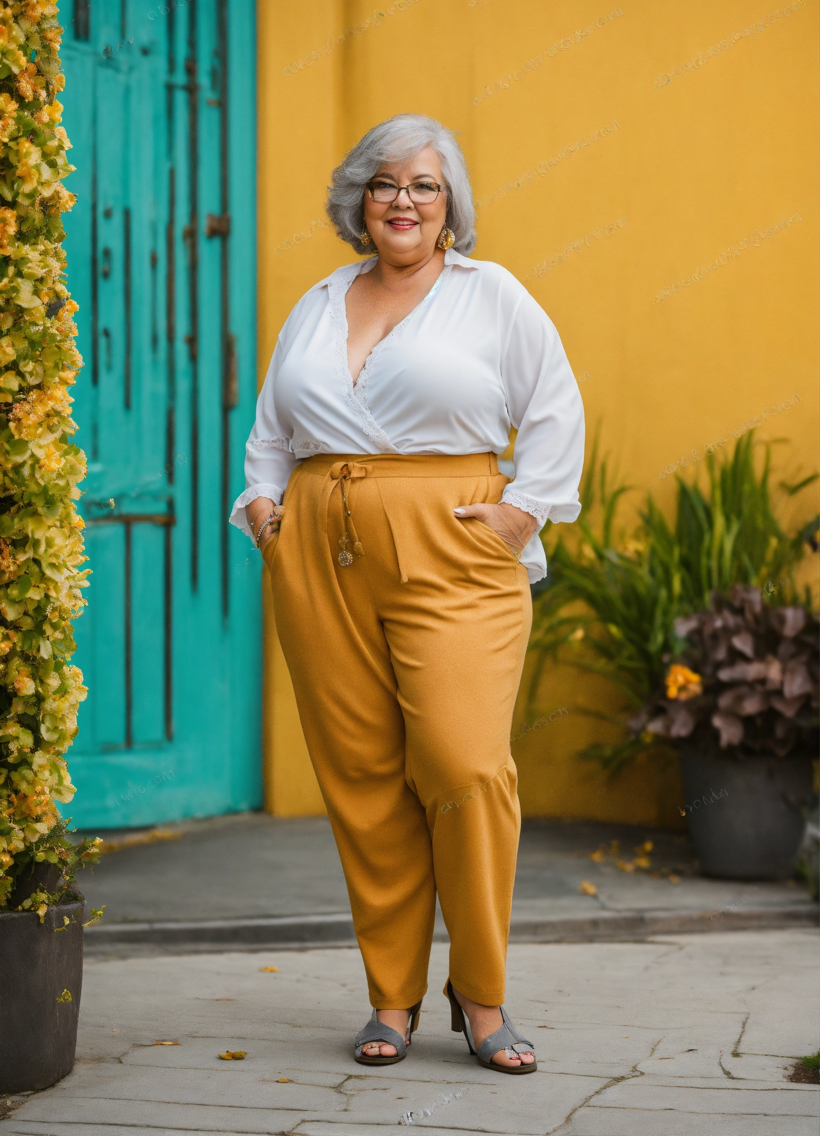 Lexica - Full body view a plus size caucasian women in her 60s