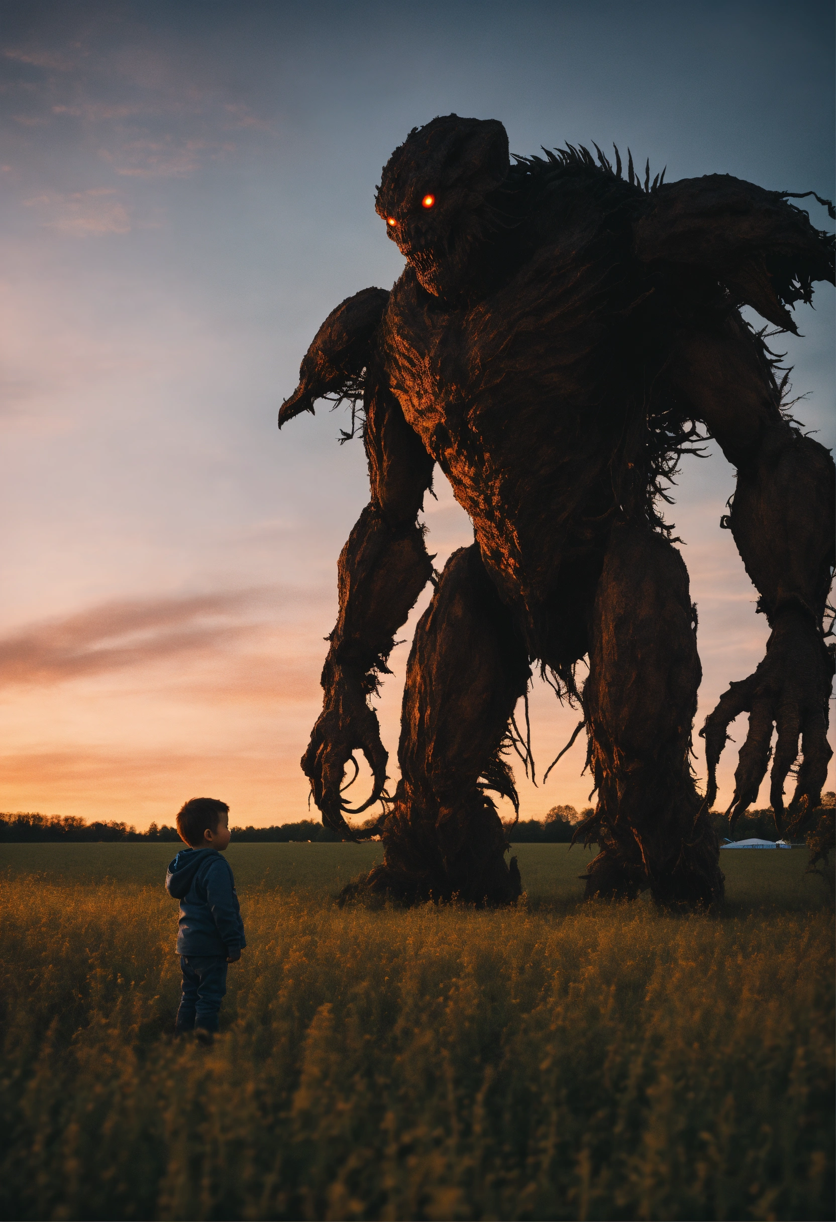 Lexica - Terrifying gigantic humanoid monster looming over small child ...