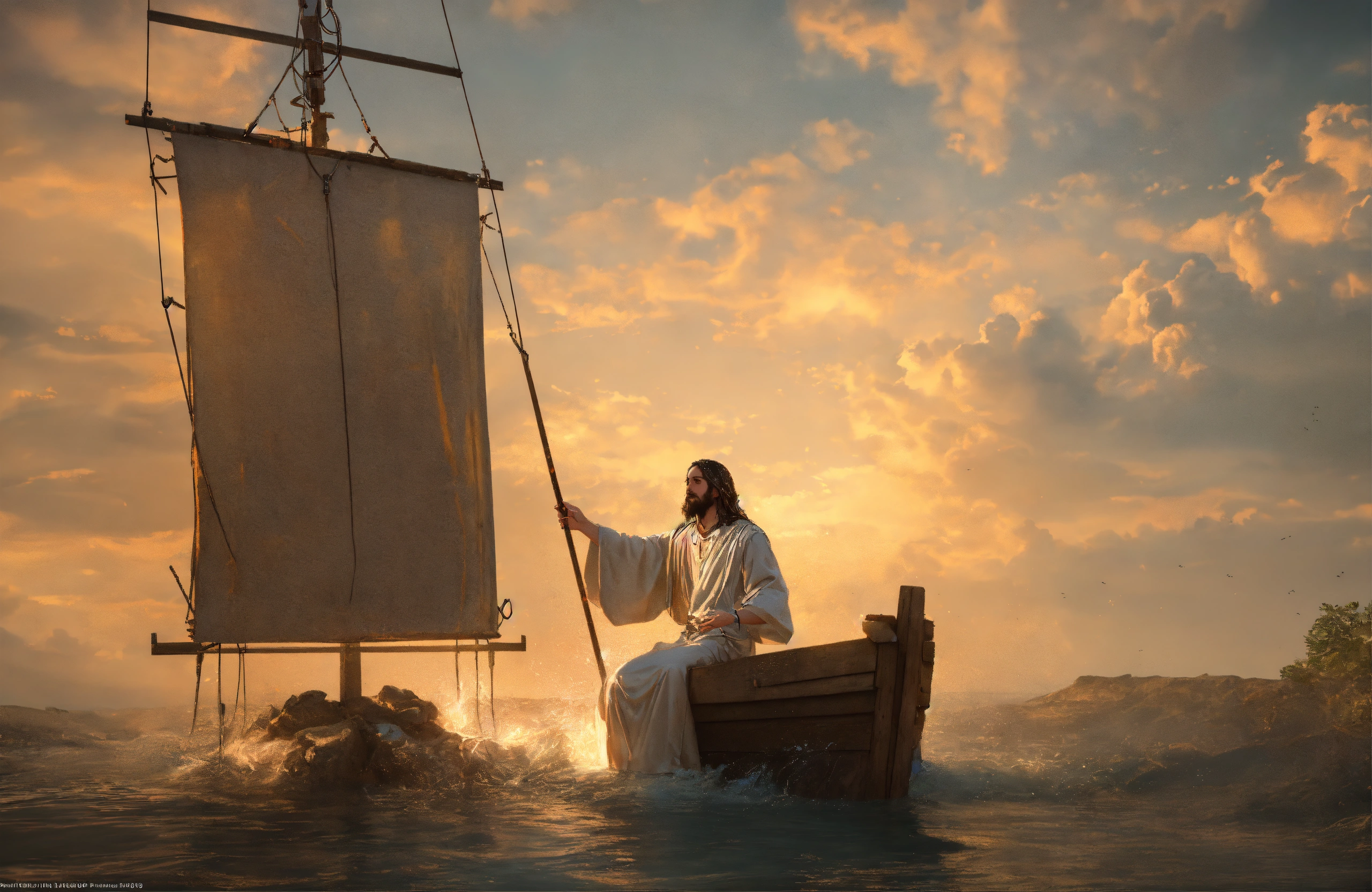 Lexica - Painting Jesus Disciple, sinking n water, hands extended ...