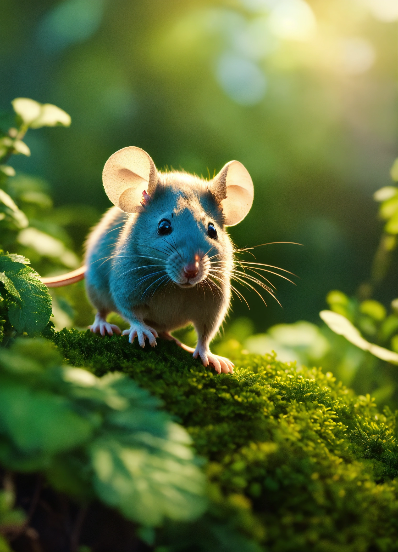 Lexica - 4D photographic image of The mouse hides in the bush ...