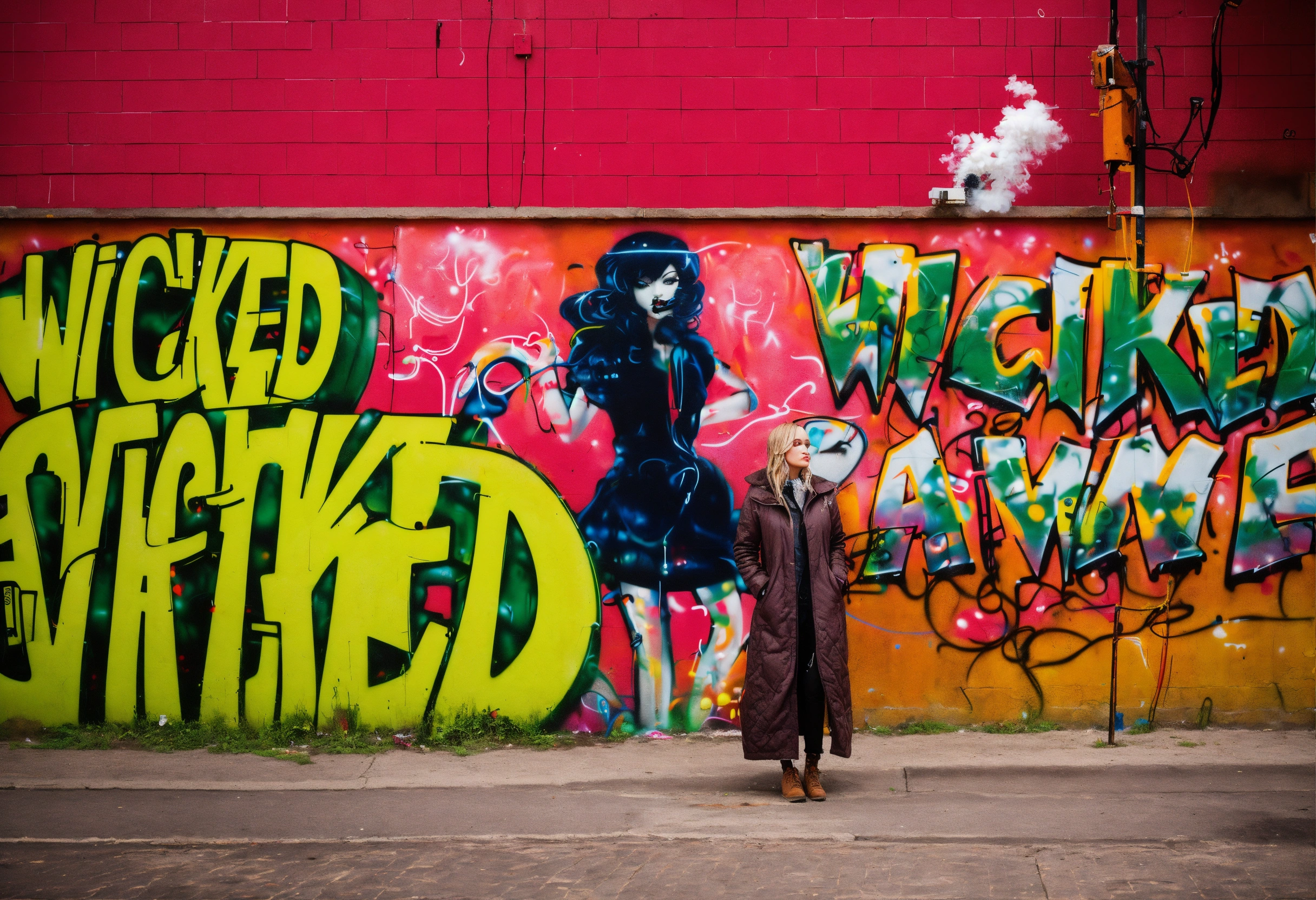 Lexica - A graffiti saying wicked game and a woman in front smoking