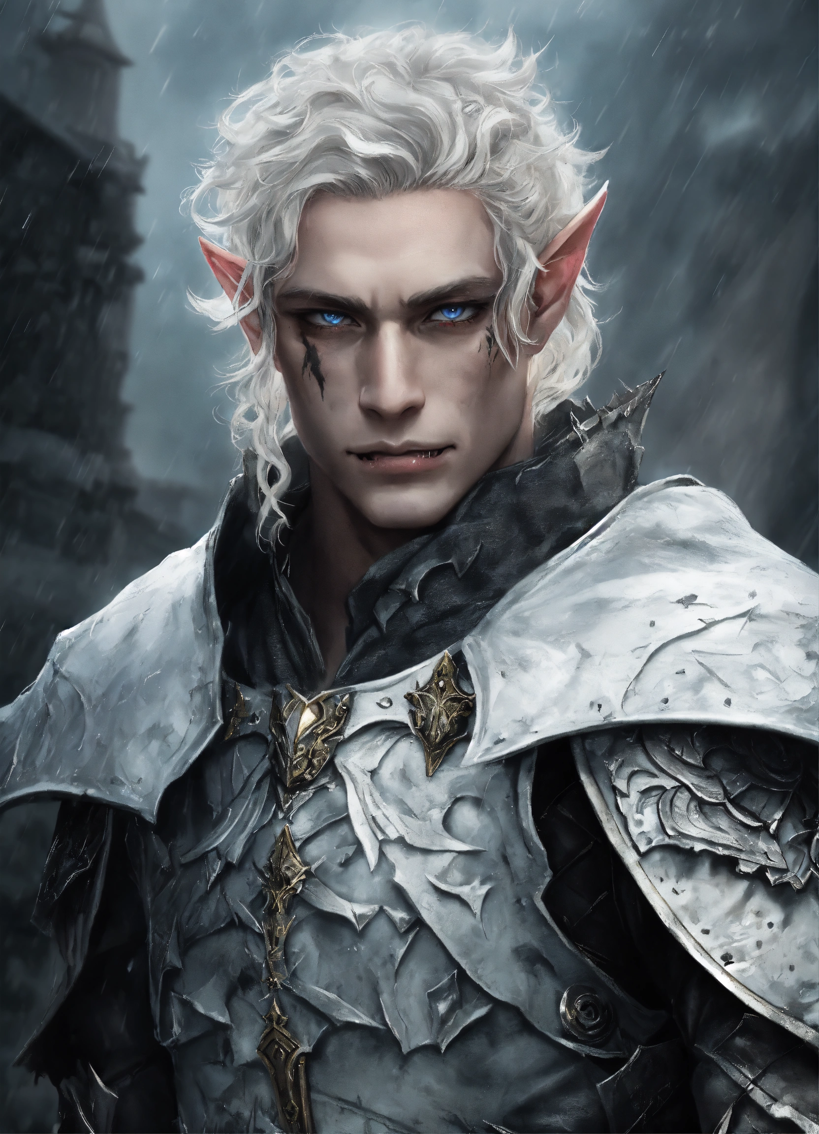 Lexica - Fantasy portrait of a ash-grey skinned elf, masculine ...