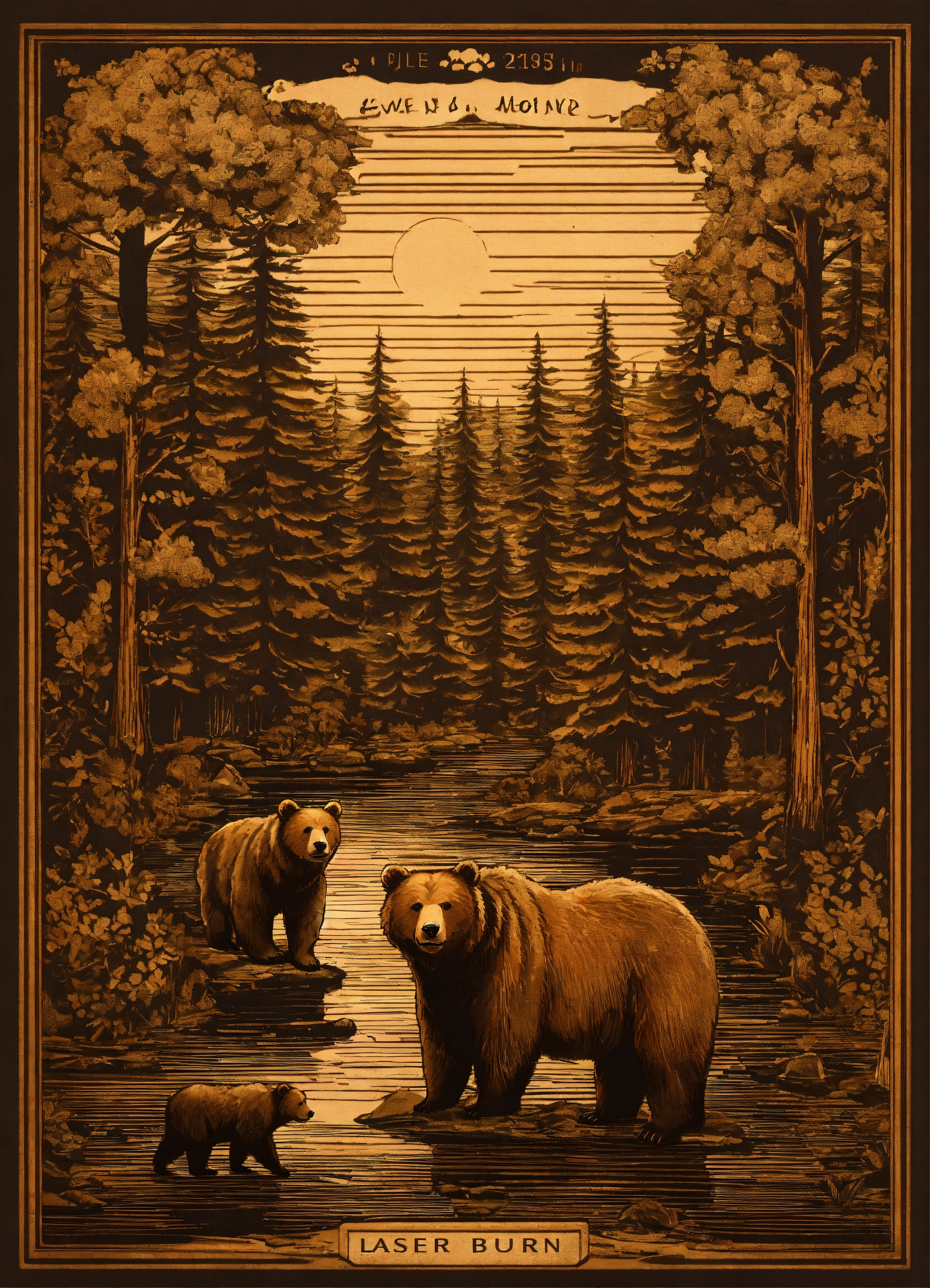 Lexica - Laser Burn | Depth Illusion | Engrave | Laser Ready | Bear Family