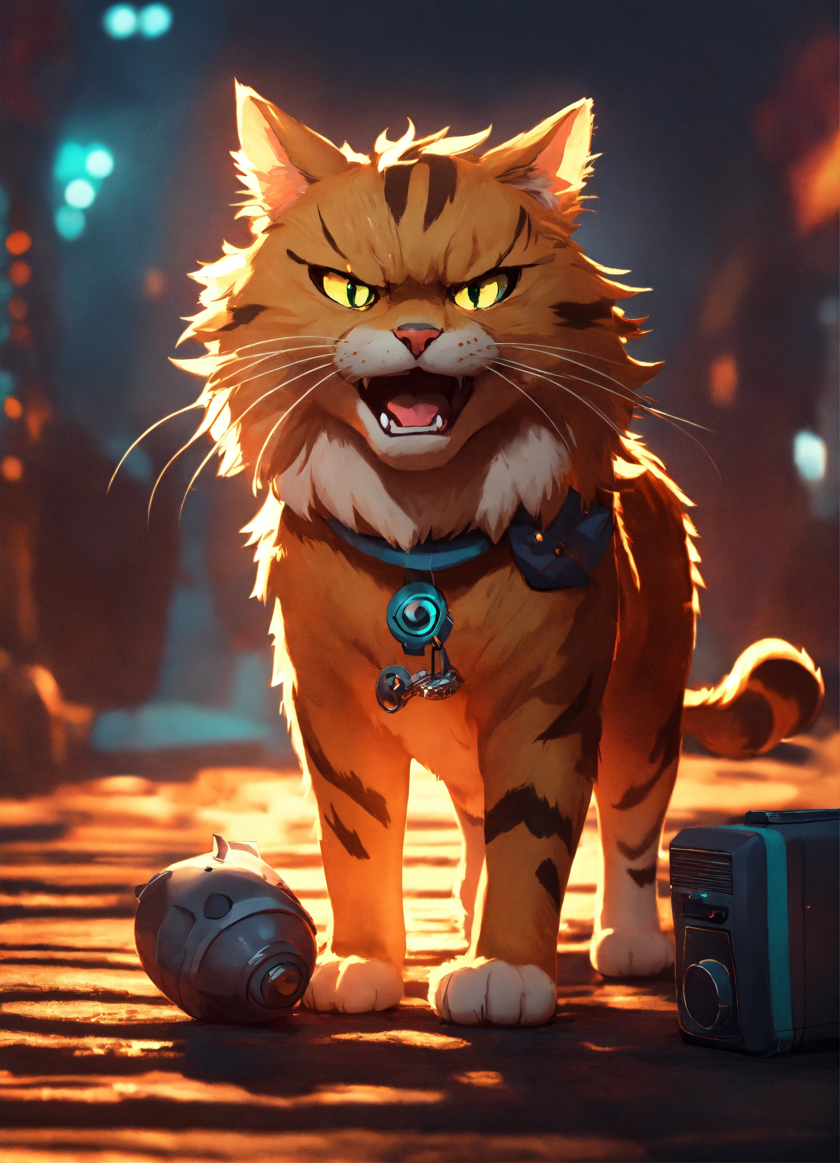 Lexica - Cool cat growling art style 8k trending on artstation