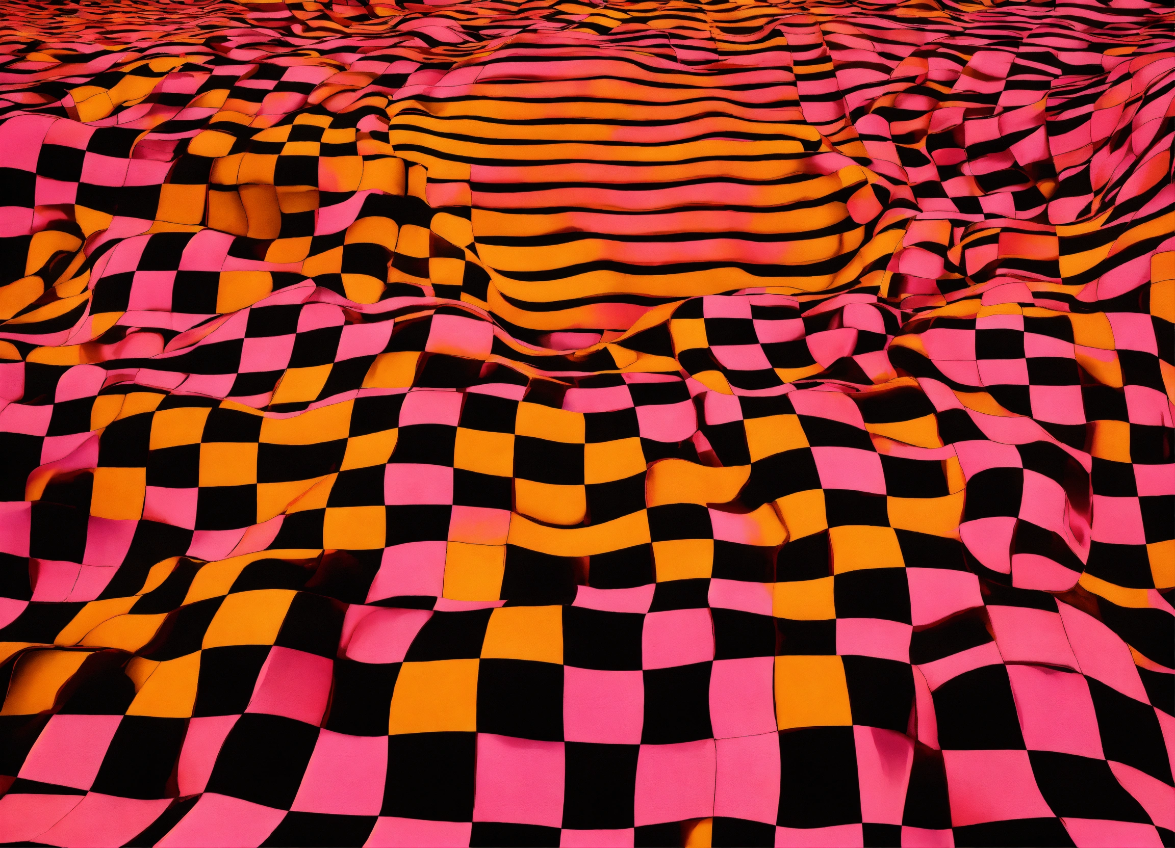 Lexica - Pink and orange large checkerboard pattern graphic, wavy ...